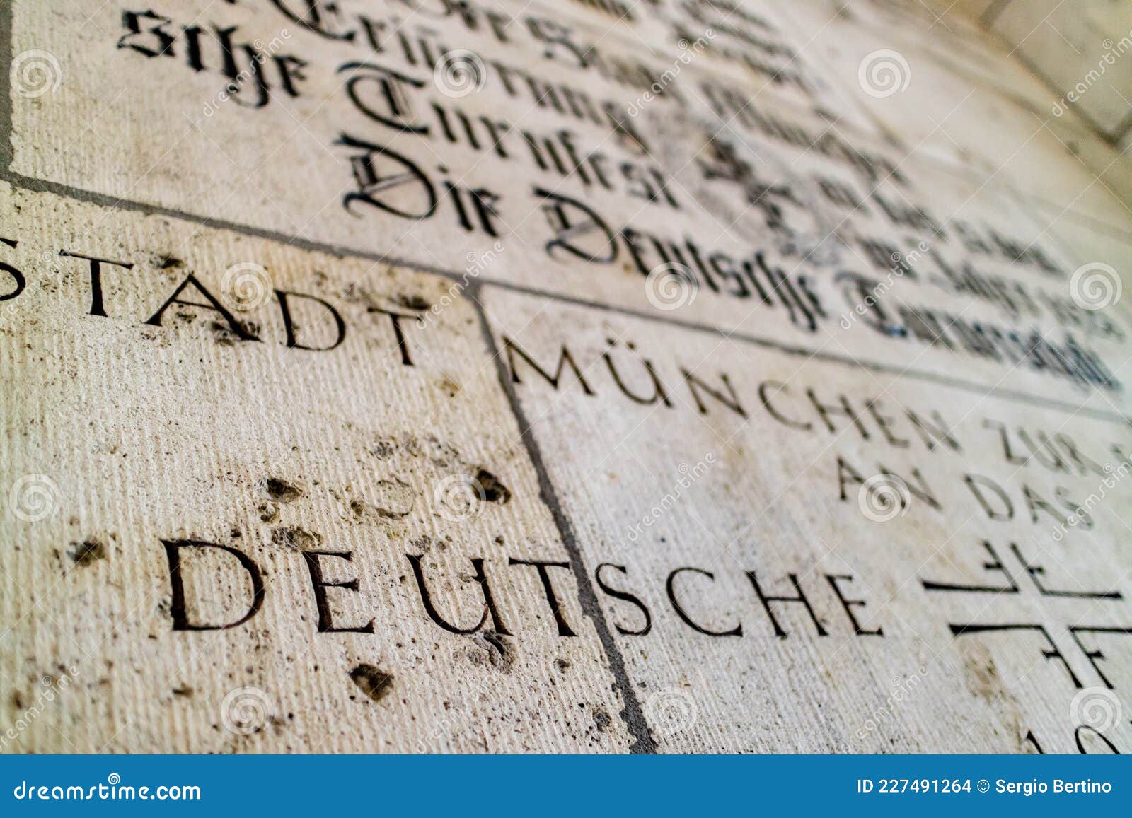 Old Stone German Sign about Munich Stock Photo - Image of font, aged ...