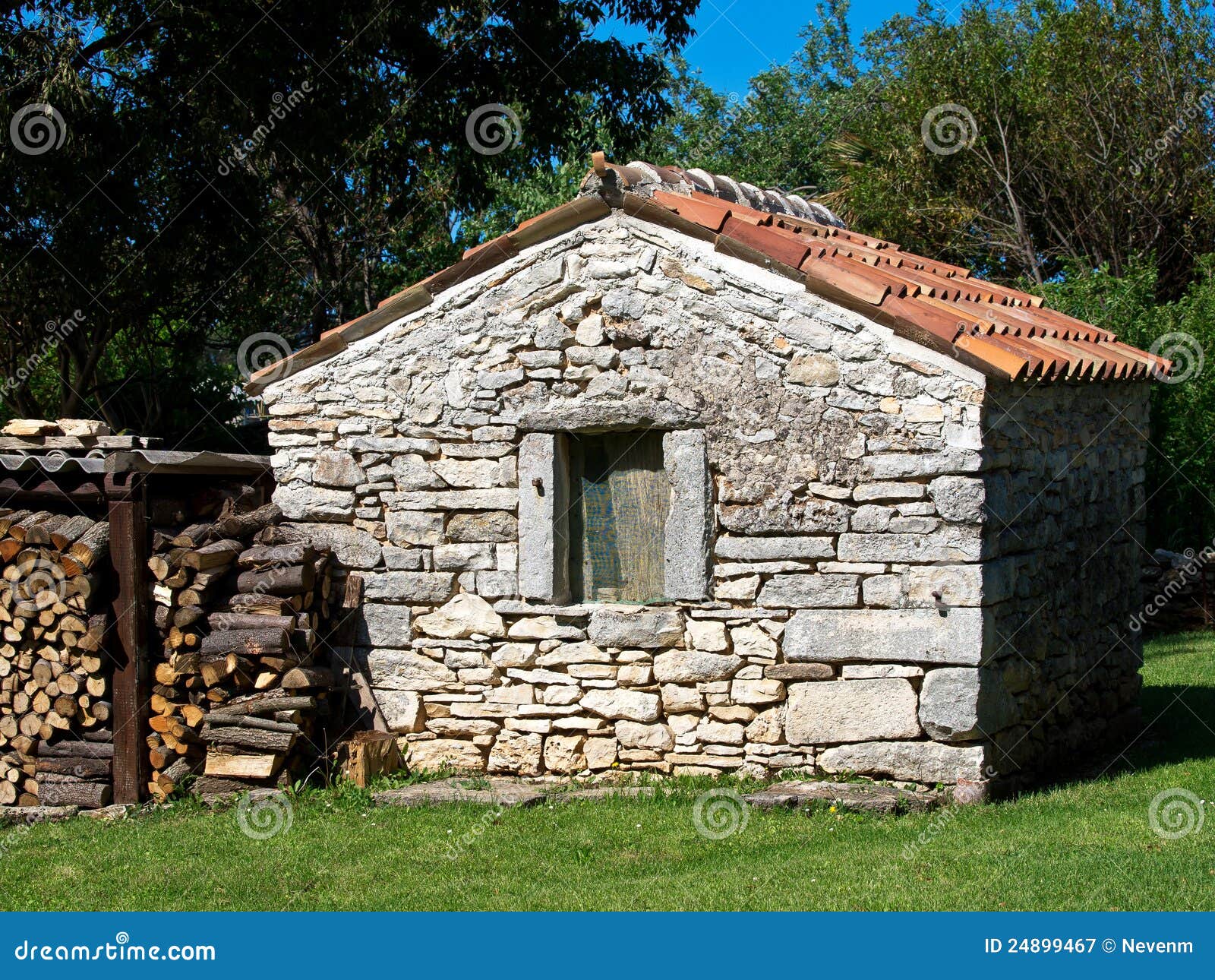 Old stone house stock image. Image of residence, tree - 24899467