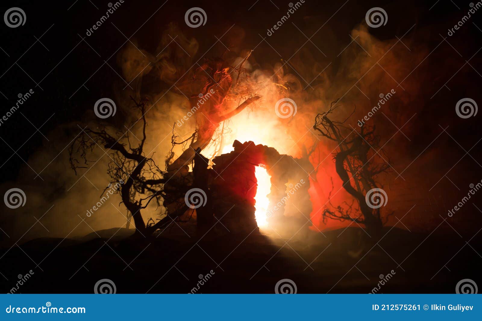 House Is Burning, A House Fire In A Village, Firefighters Exting Stock ...