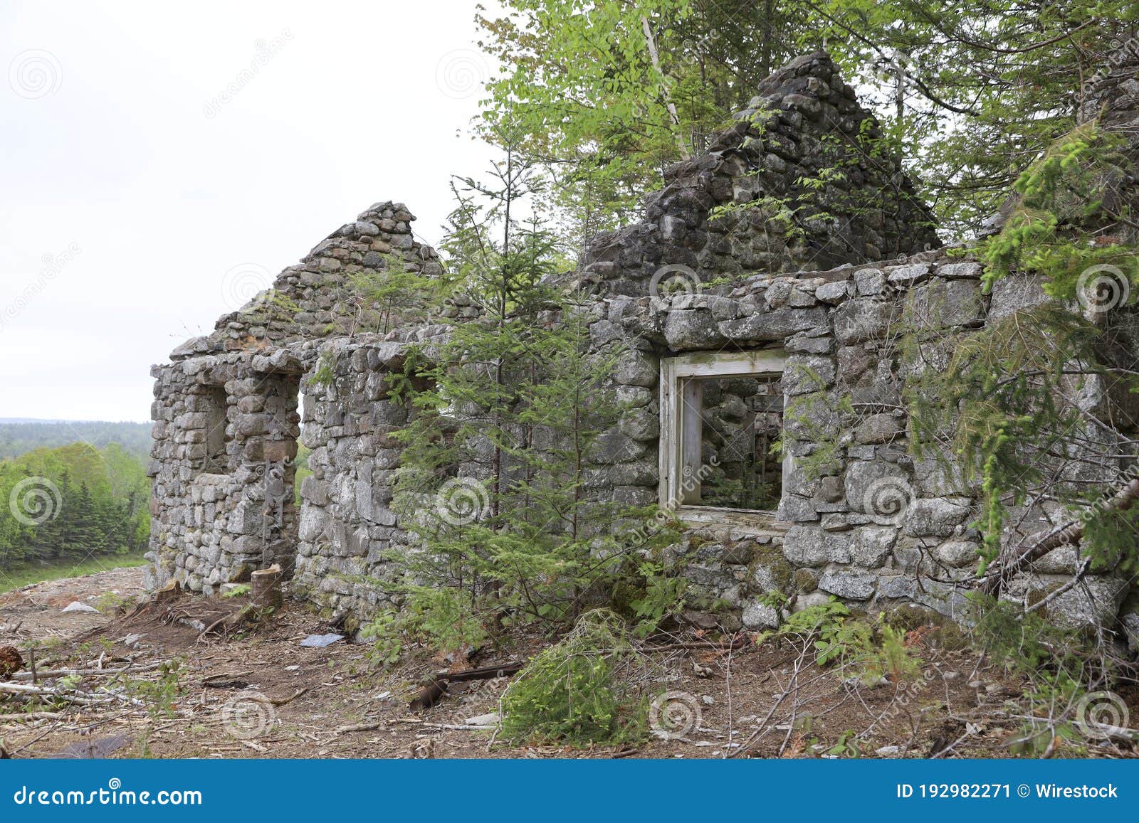 Old Stone House, Ruins of an Abandoned Lodge Stock Image - Image of ...