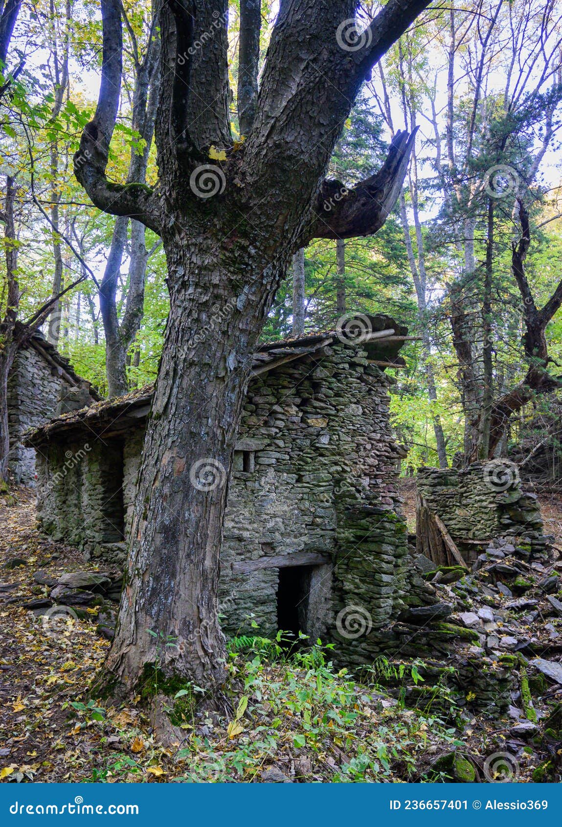 Old stone huts stock image. Image of hill, countryside - 236657401