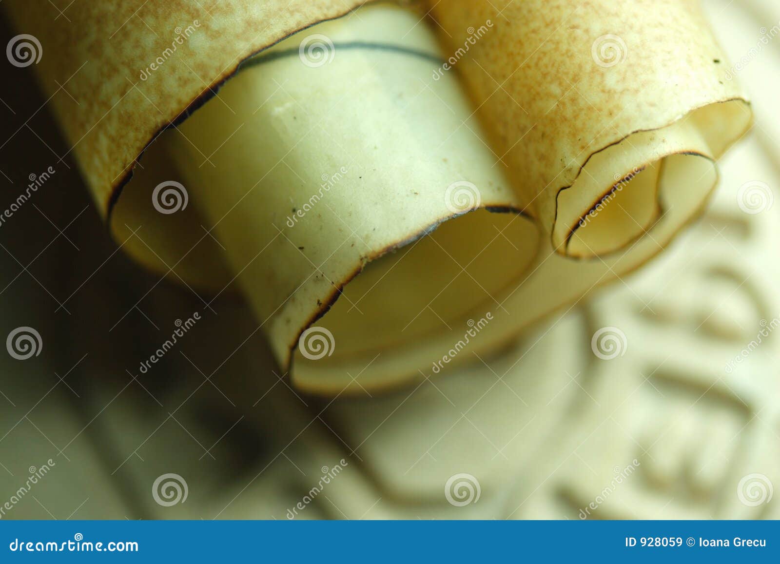 Old Stone Inscription and Parchment Scroll Stock Image - Image of tool ...