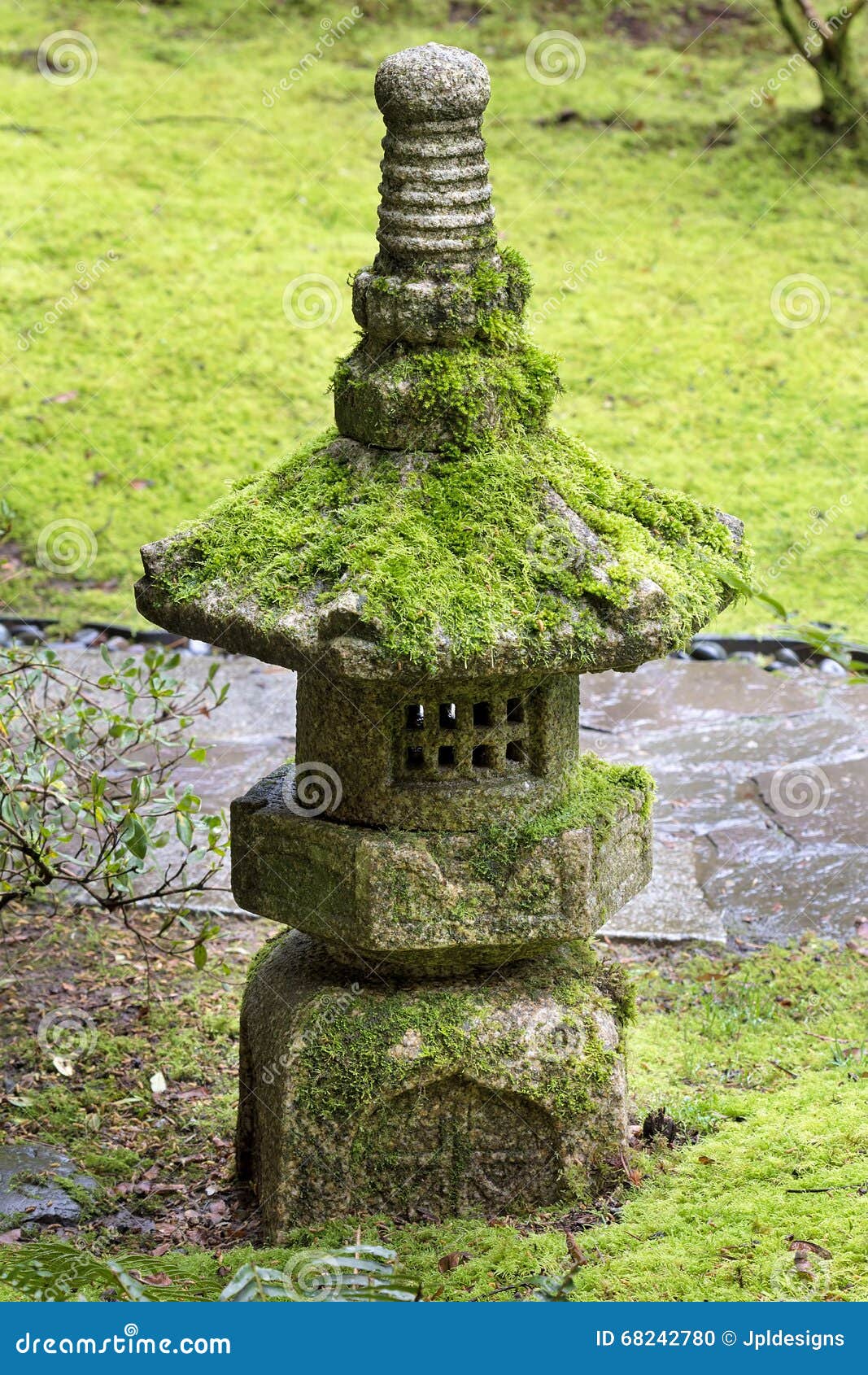 Old Stone Lantern at Japanese Garden Stock Photo - Image of landscaping ...