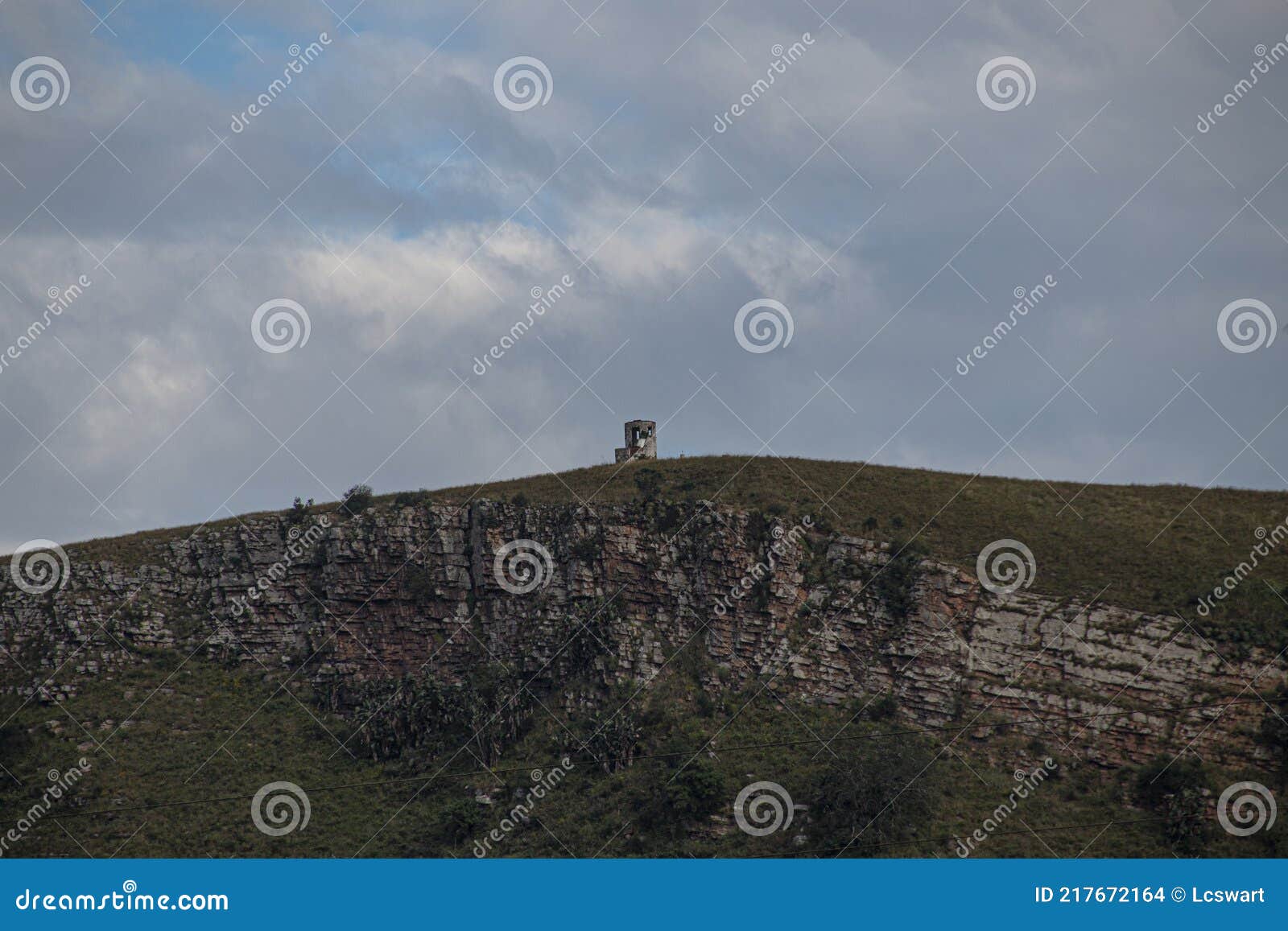 Old Stone Lookout Tower Constructed at Top of Cliff Stock Photo - Image ...