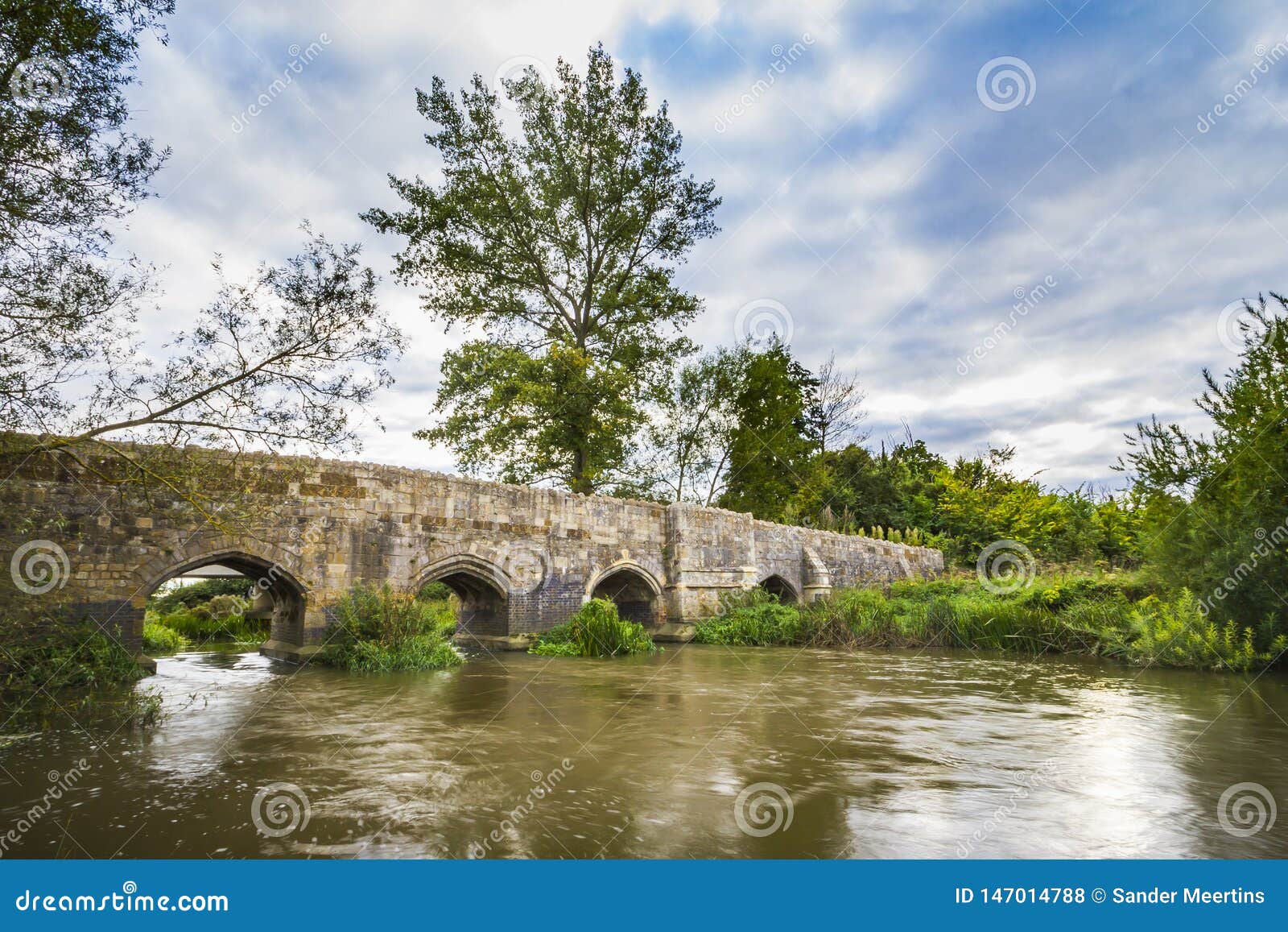 Old Stone Medival Bridge Over a Streaming River Stock Photo - Image of ...
