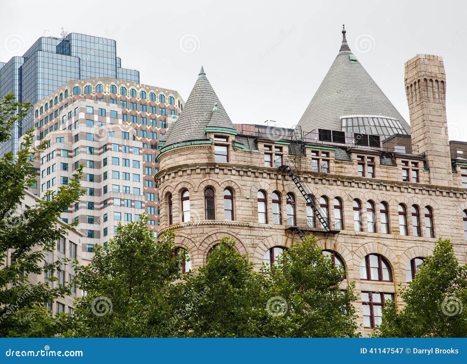 Old Stone and Modern Buildings in Boston Stock Image - Image of ...