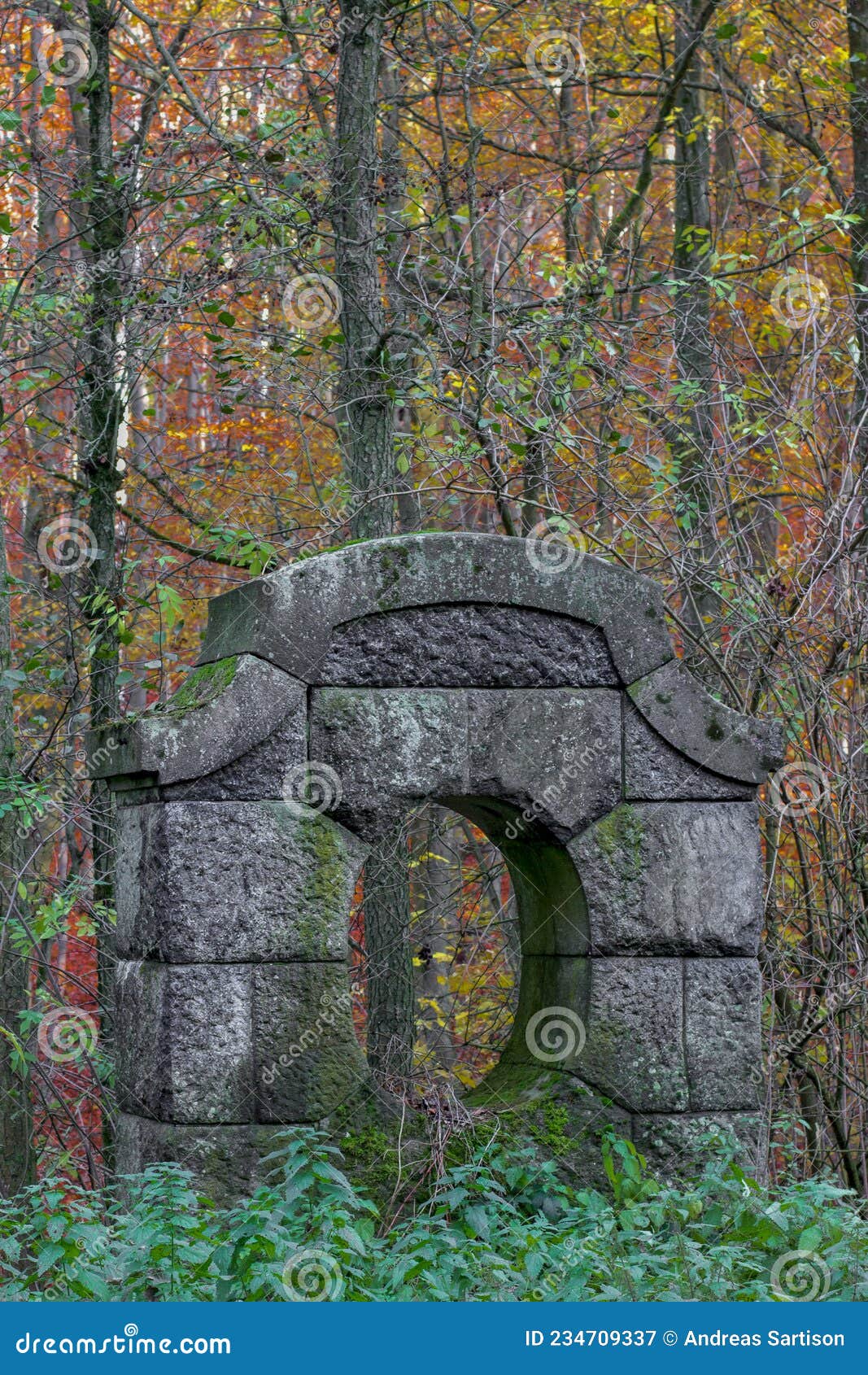 Old Stone Pillars in the Forest Overgrown with Plants Stock Image ...