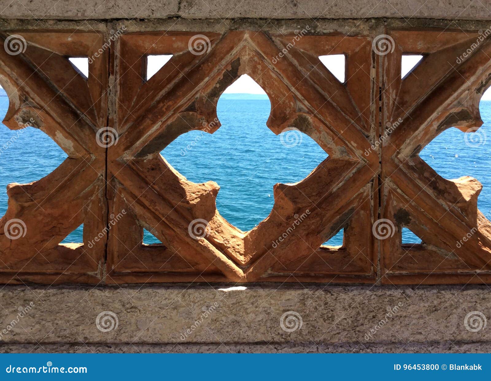 Old Stone Railing through Which we Can See the Sea Stock Photo - Image ...
