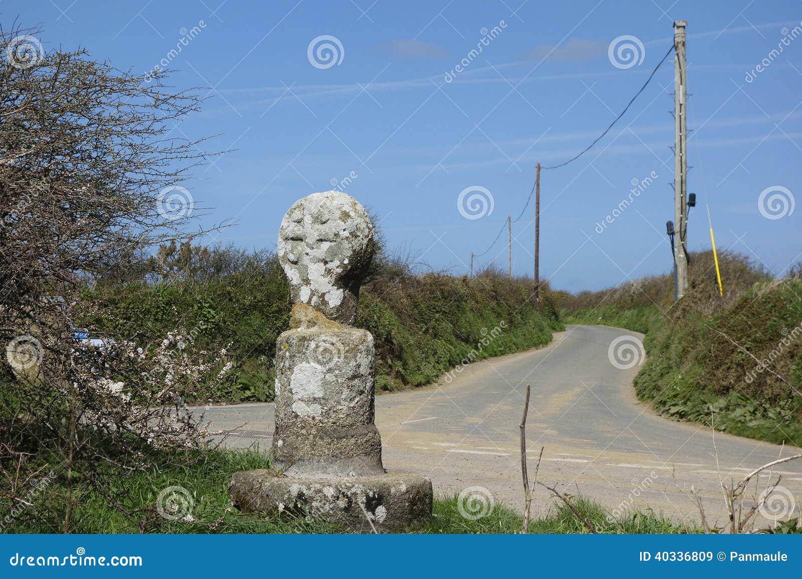 Old Stone Road Marker Cornwall England Stock Image - Image of derelict ...