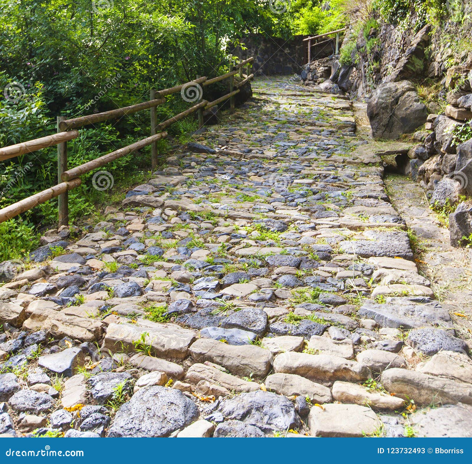 The Old stone road stock image. Image of block, architecture - 123732493