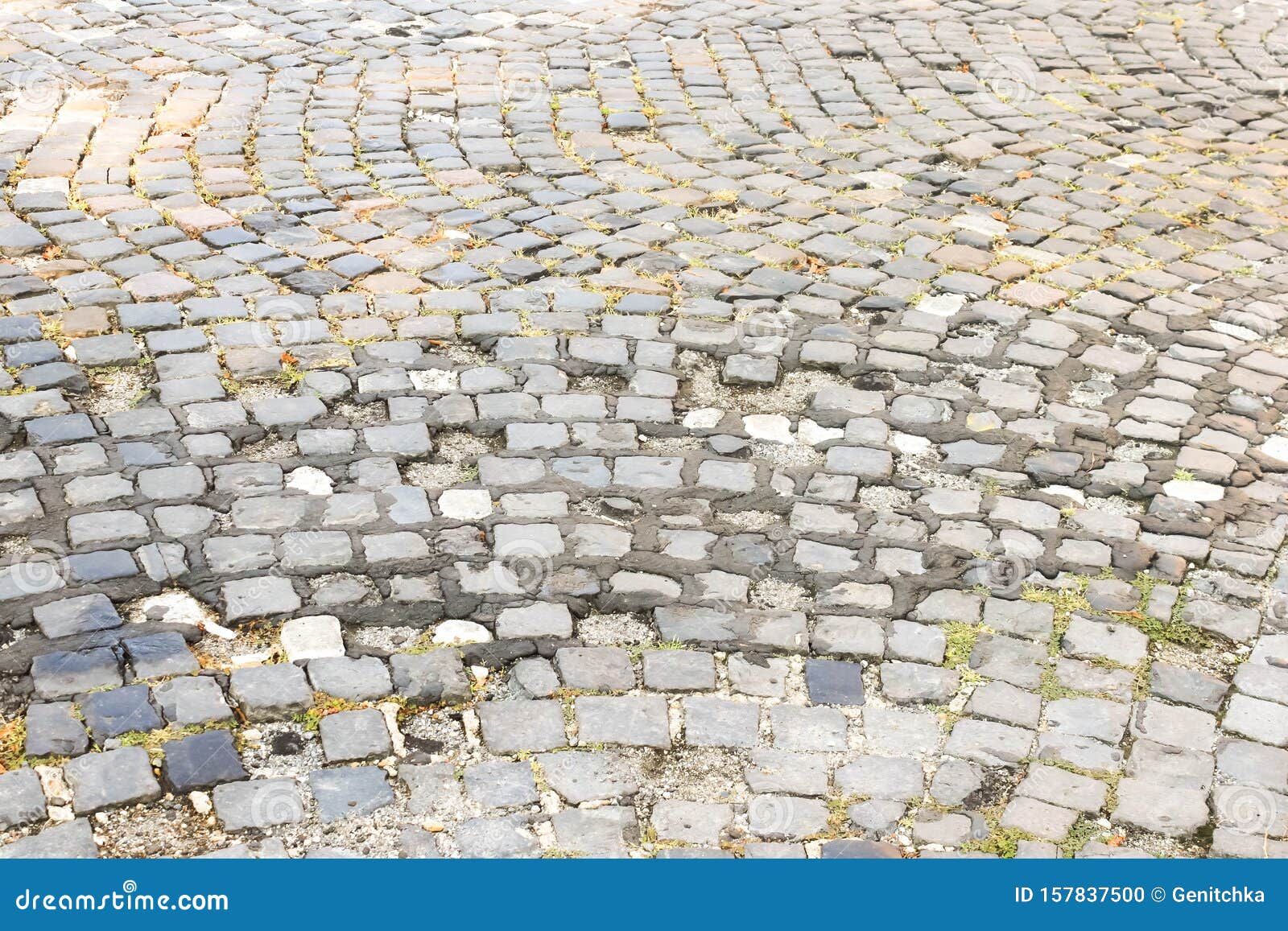 Old Granite Cobblestone Pavement or Road Pattern Texture. Regular Rows ...