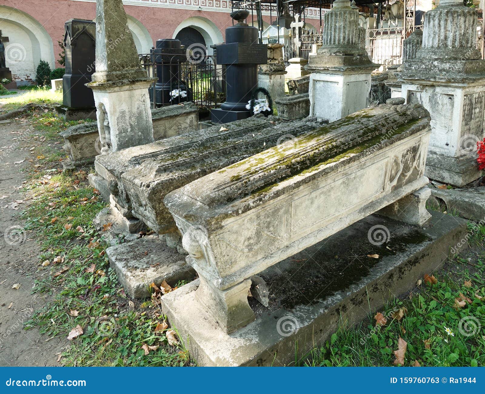 Old Stone Sarcophagus in the Old Cemetery. Ancient Graves Stock Image ...