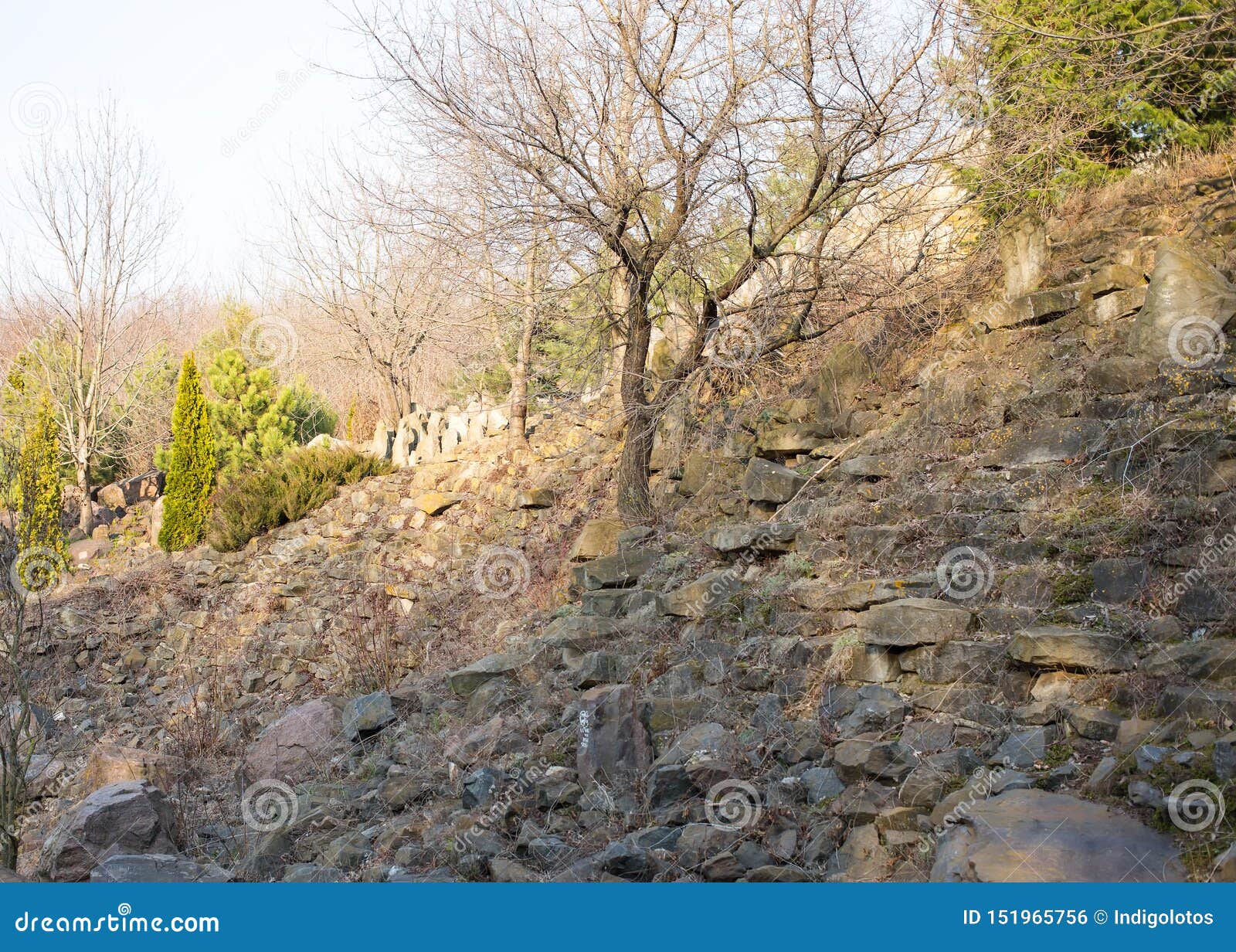 Old Stone Slope in the City Park. Stock Photo - Image of rock, ecology ...