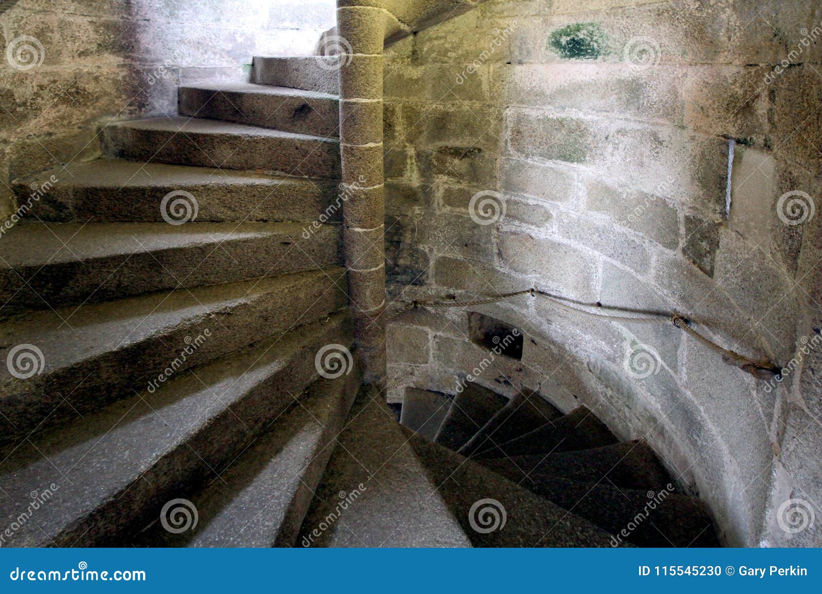 Old Stone Spiral Staircase Going Up the Inside of a Castle Tower Stock ...