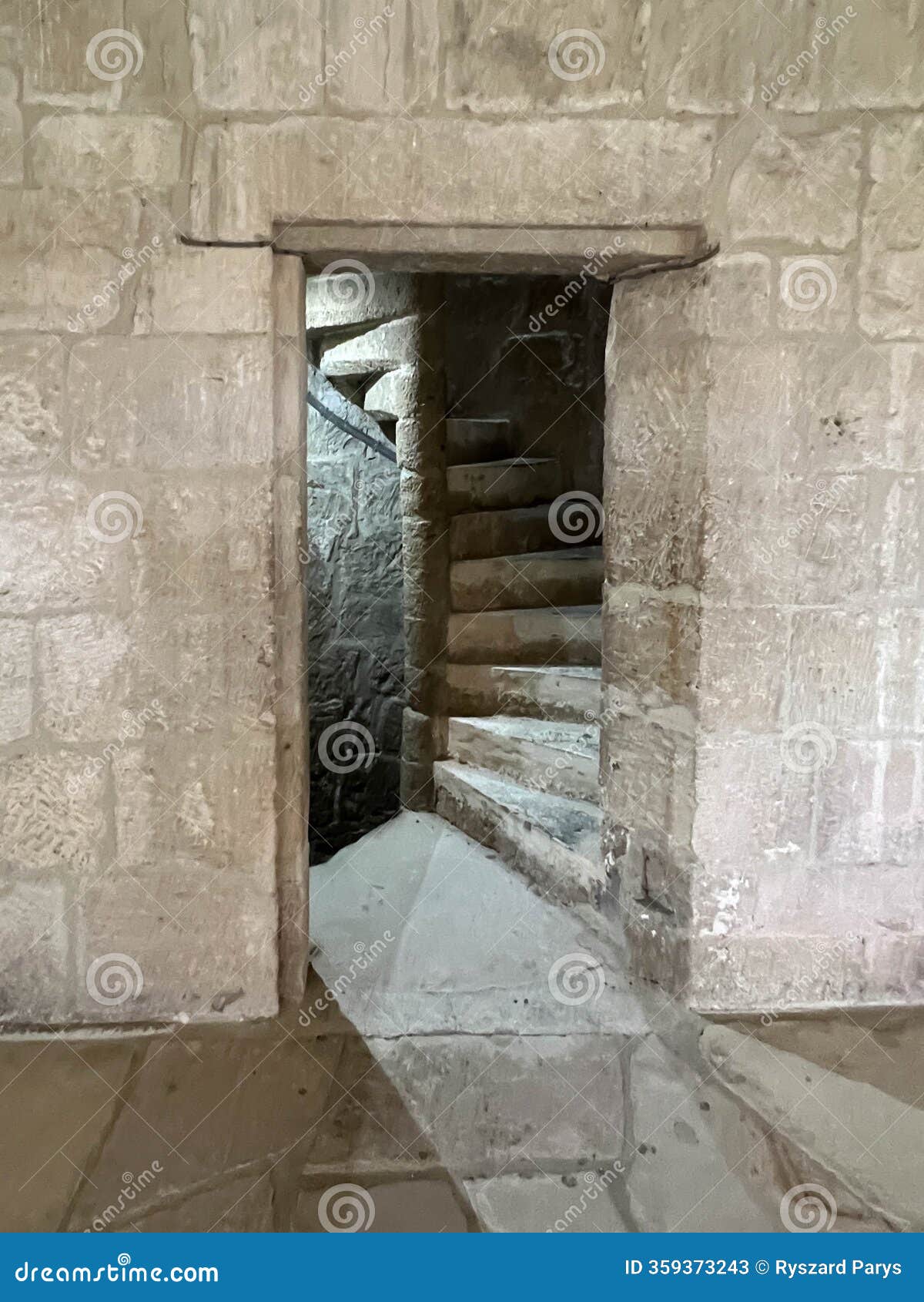 An Old, Stone Spiral Staircase in the Kolossi Castle in Cyprus Stock ...