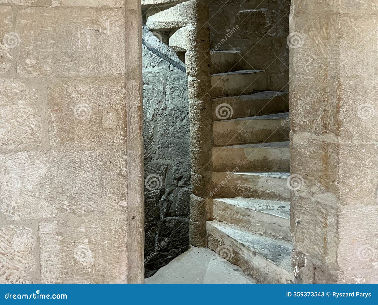 An Old, Stone Spiral Staircase in the Kolossi Castle in Cyprus ...