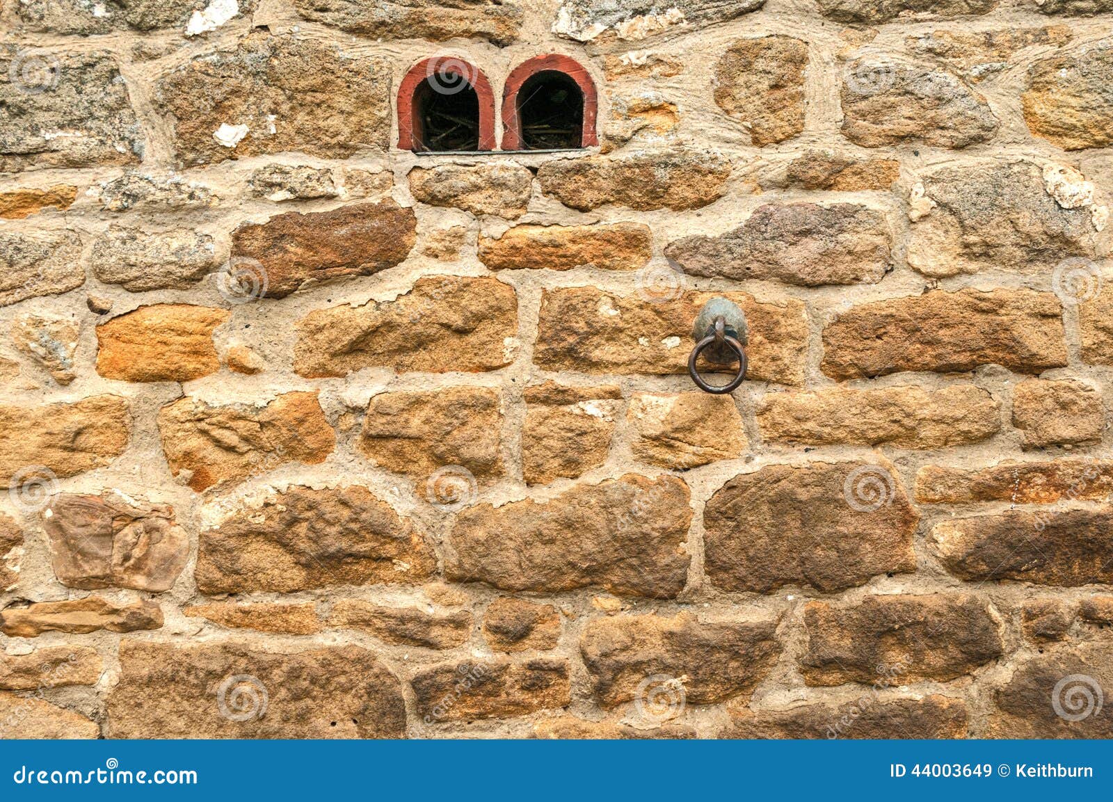 Old Stone Stable Wall with Tether Ring Stock Image - Image of level ...