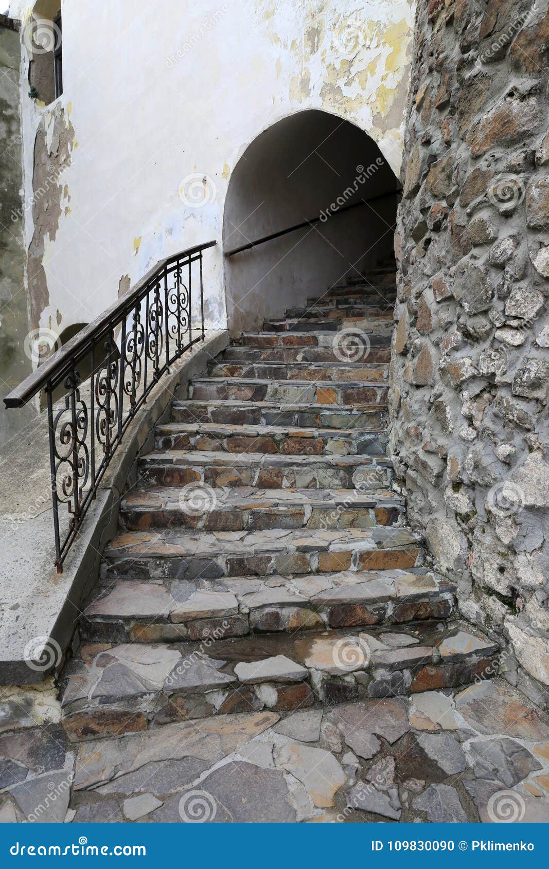Old stone stairs in castle stock photo. Image of stairway - 109830090