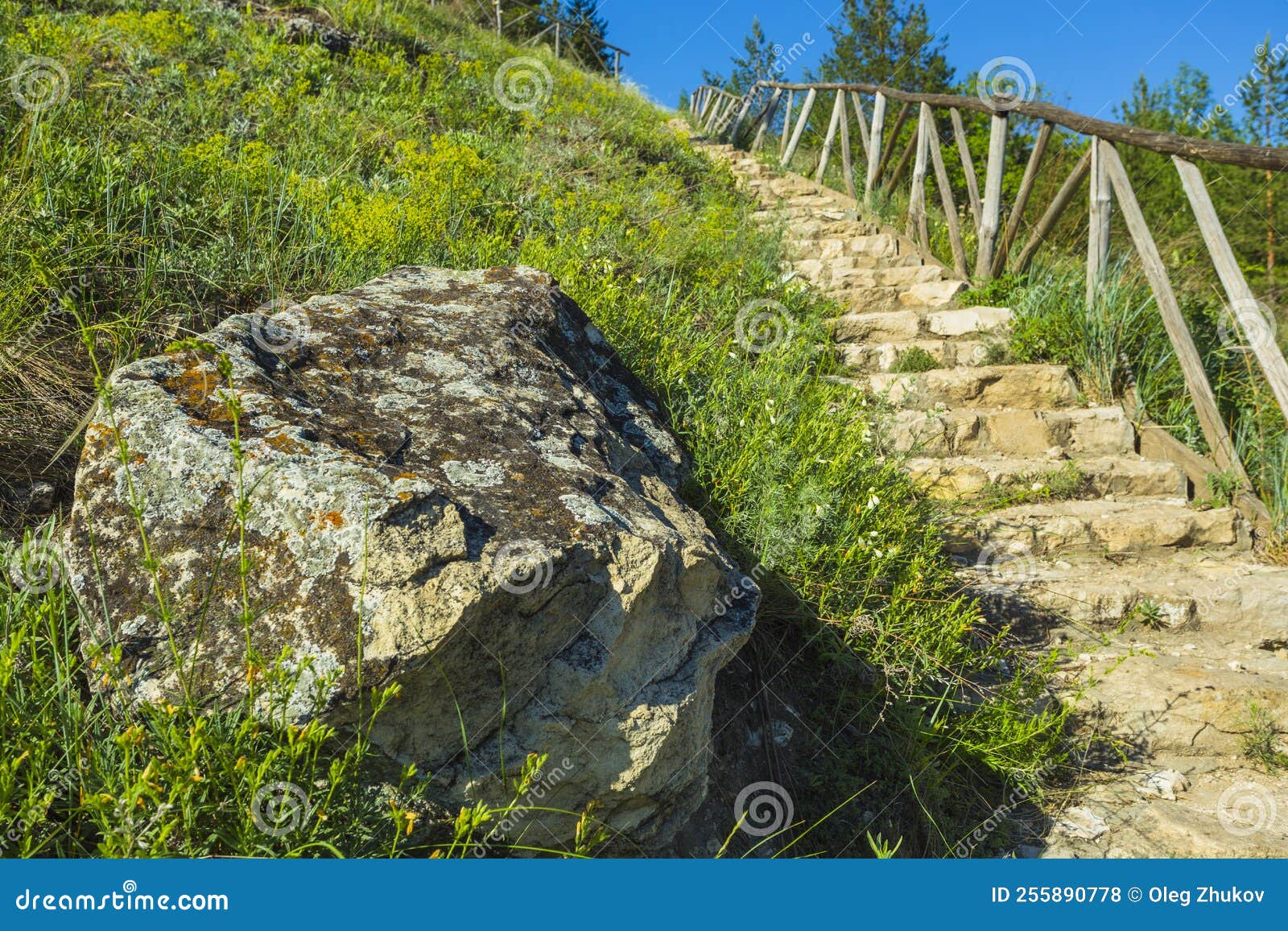 Old stone stairs on a hill stock photo. Image of staircase - 255890778