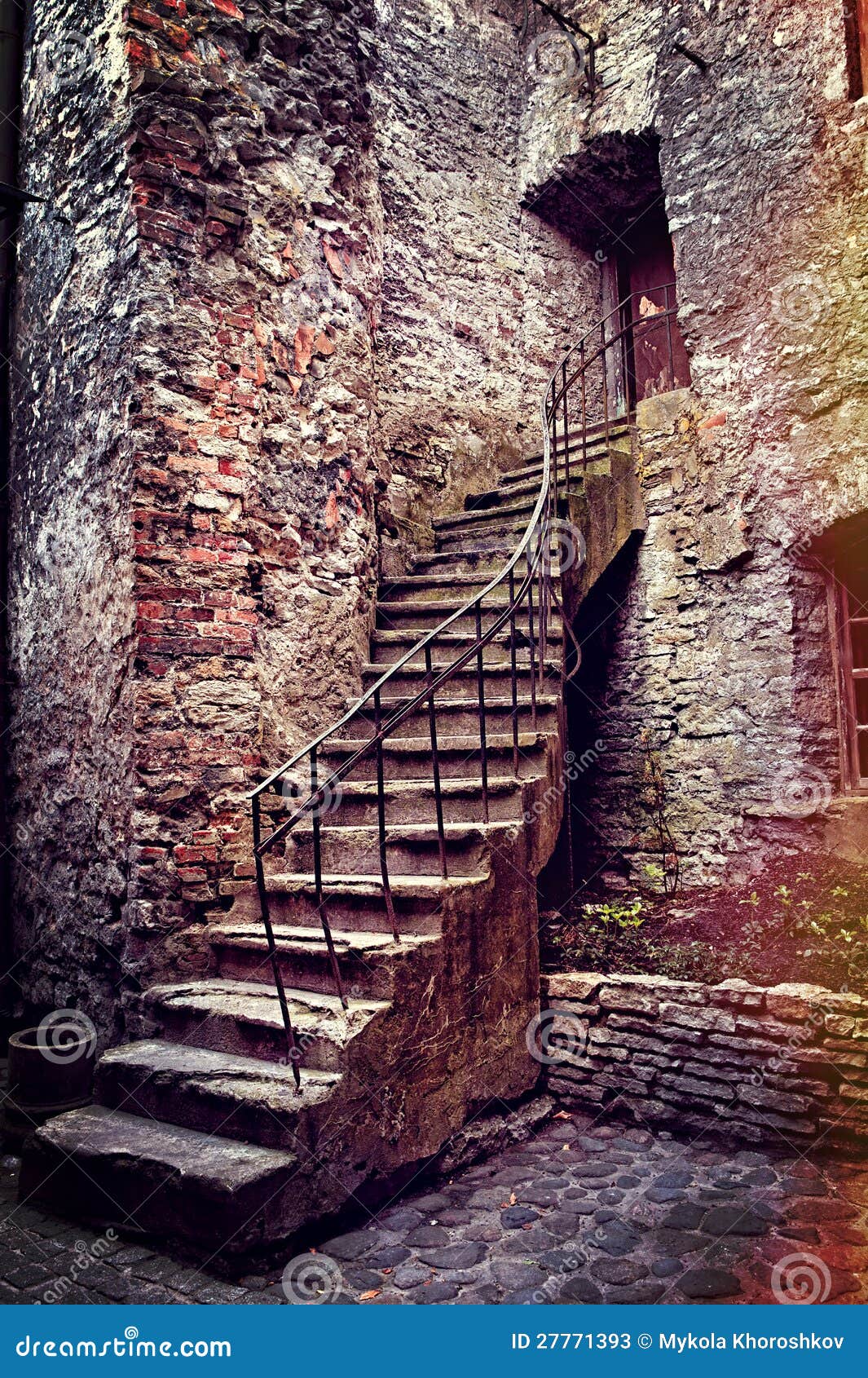 Old stone stairs and house stock image. Image of building - 27771393
