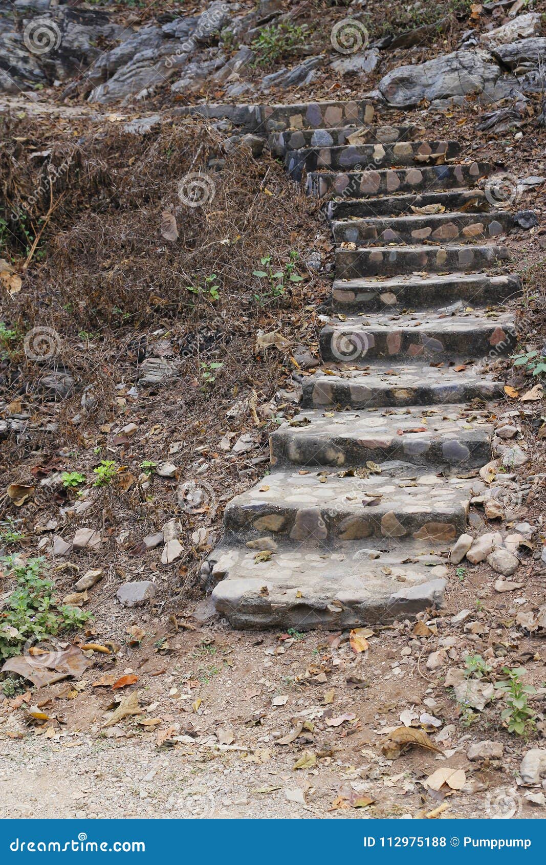 Old stone stairs up hill stock photo. Image of exterior - 112975188