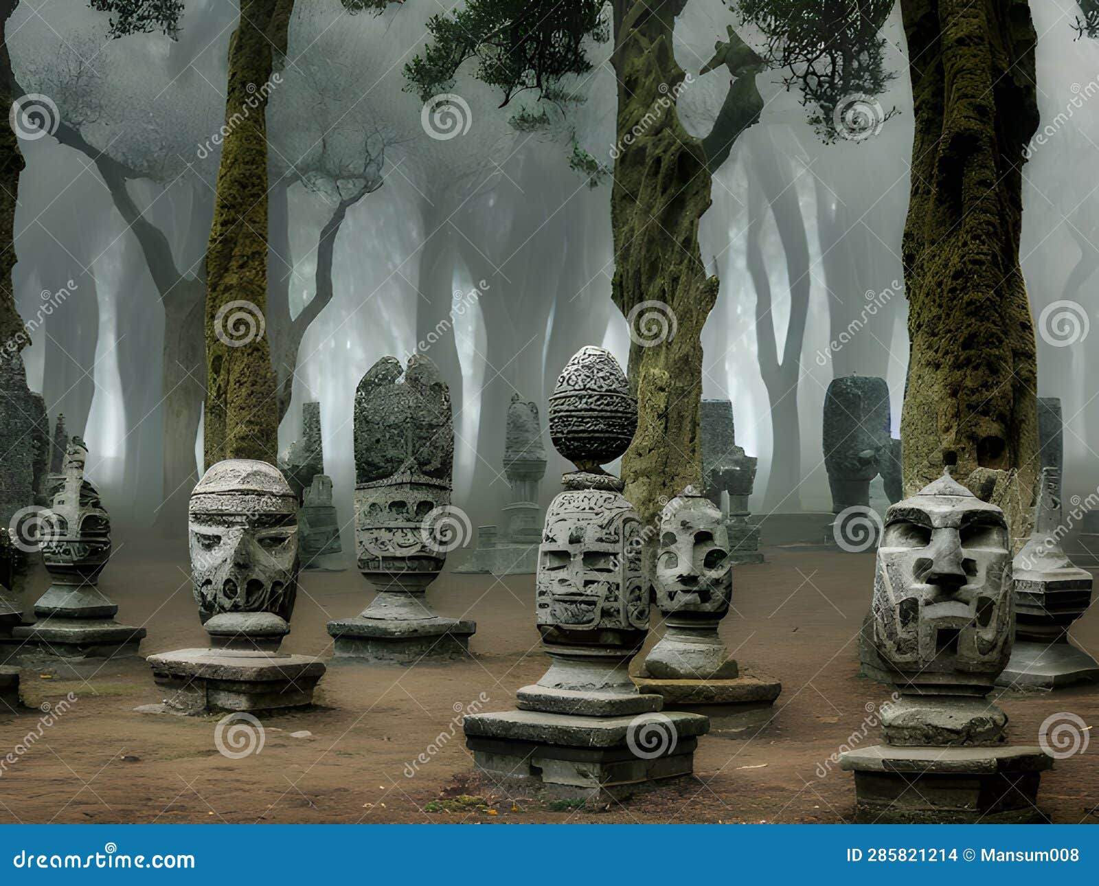The Old Stone Statue in the Park, Ai Generated Stock Illustration ...