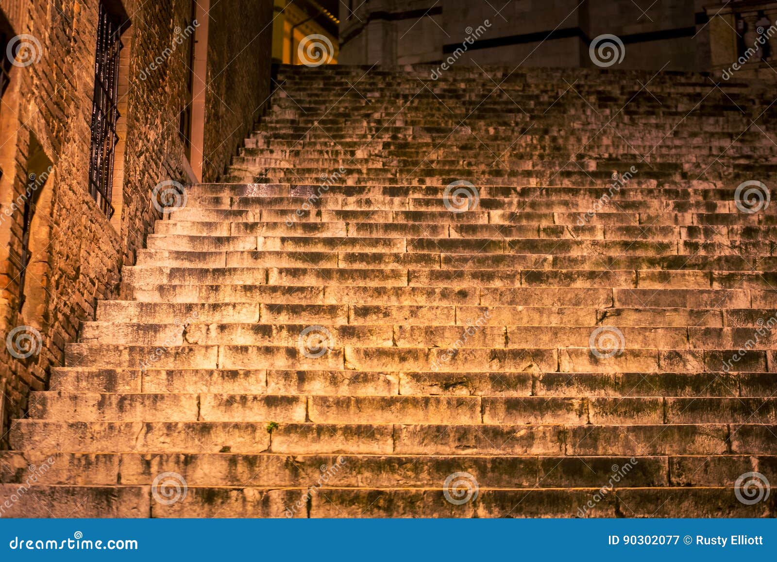 Old stone steps at night stock image. Image of wall, italy - 90302077