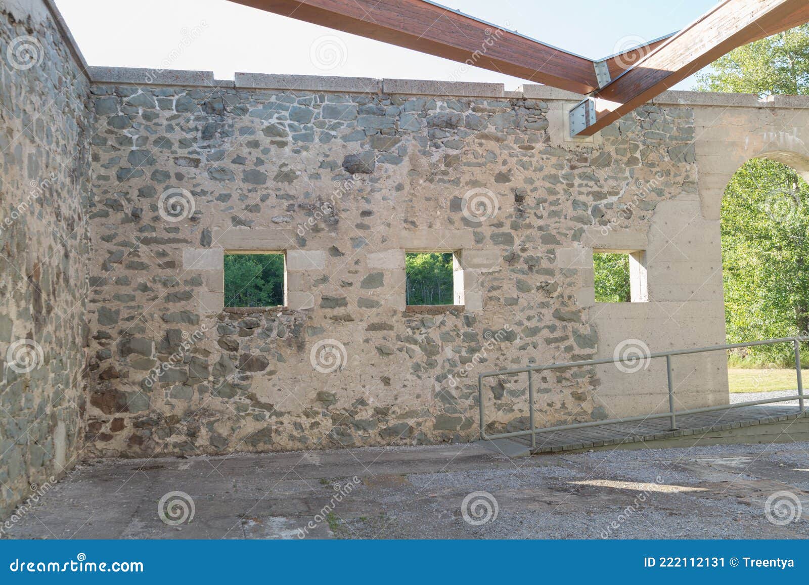 Stone Wall with Window Openings Stock Image - Image of doorway, history ...