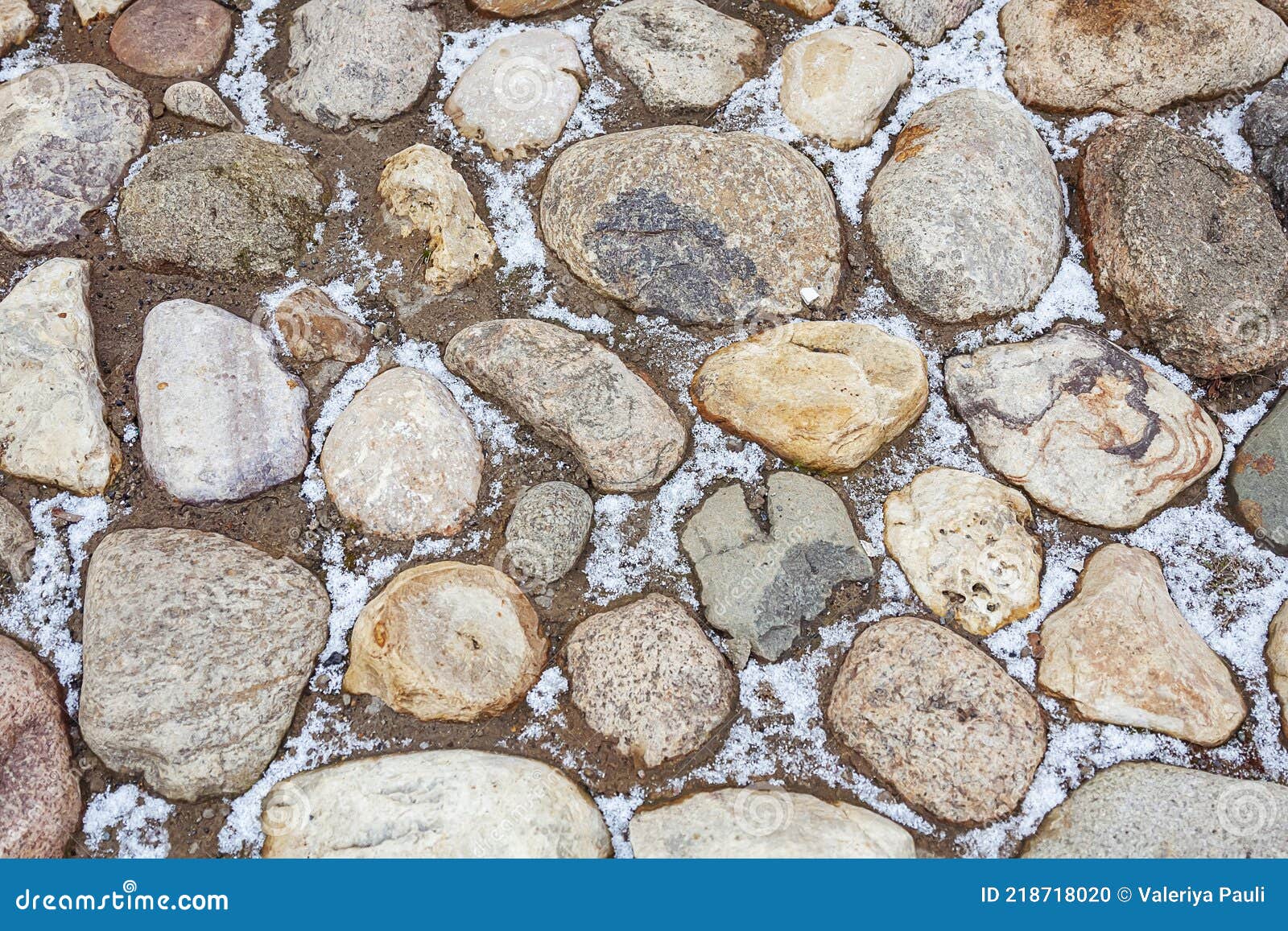 Old Stone Tile Path with Snow Stock Photo - Image of footpath, walkway ...