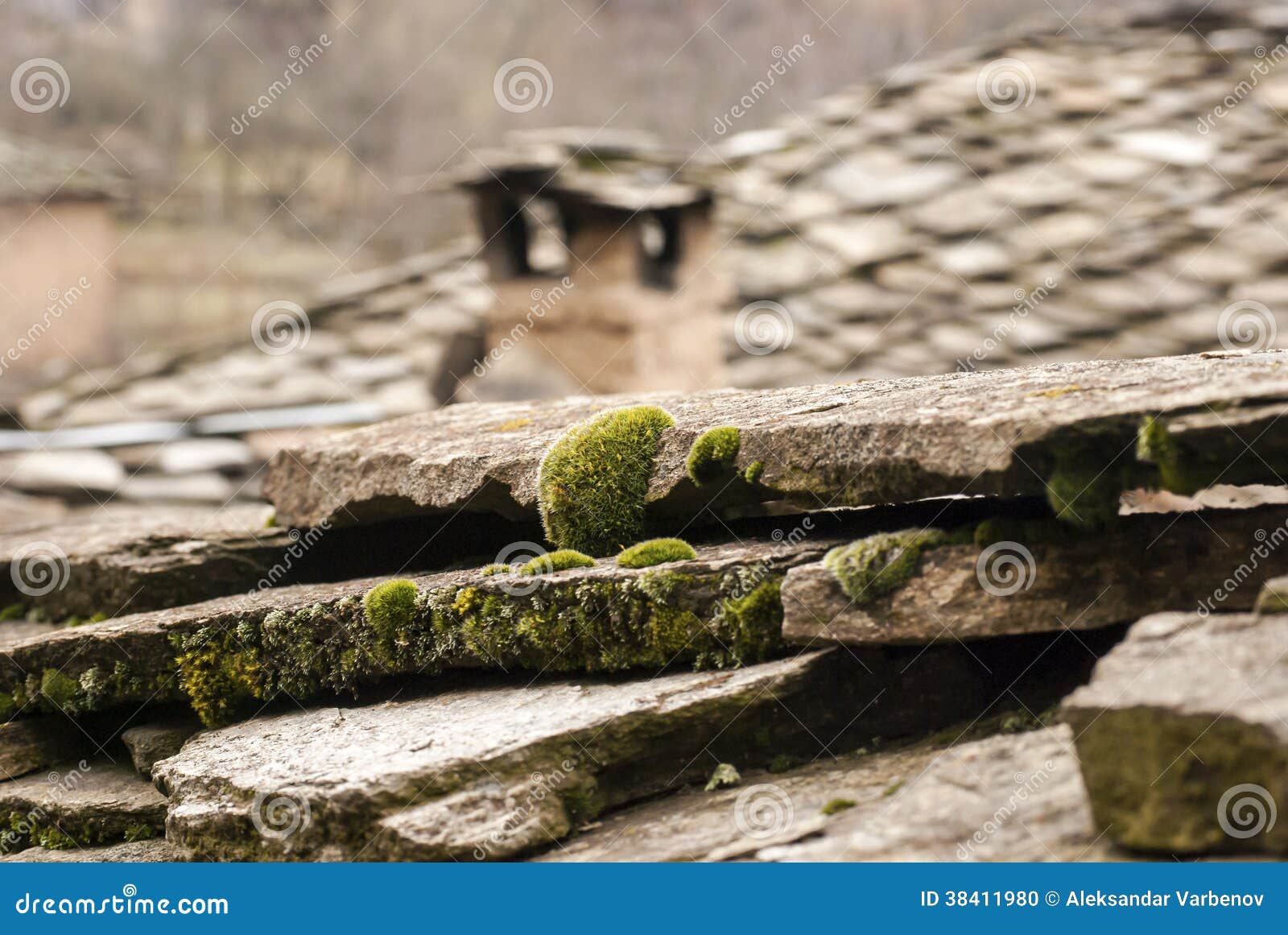 Old Stone Tiles Roof Closeup Stock Photo - Image of rooftop, moss: 38411980