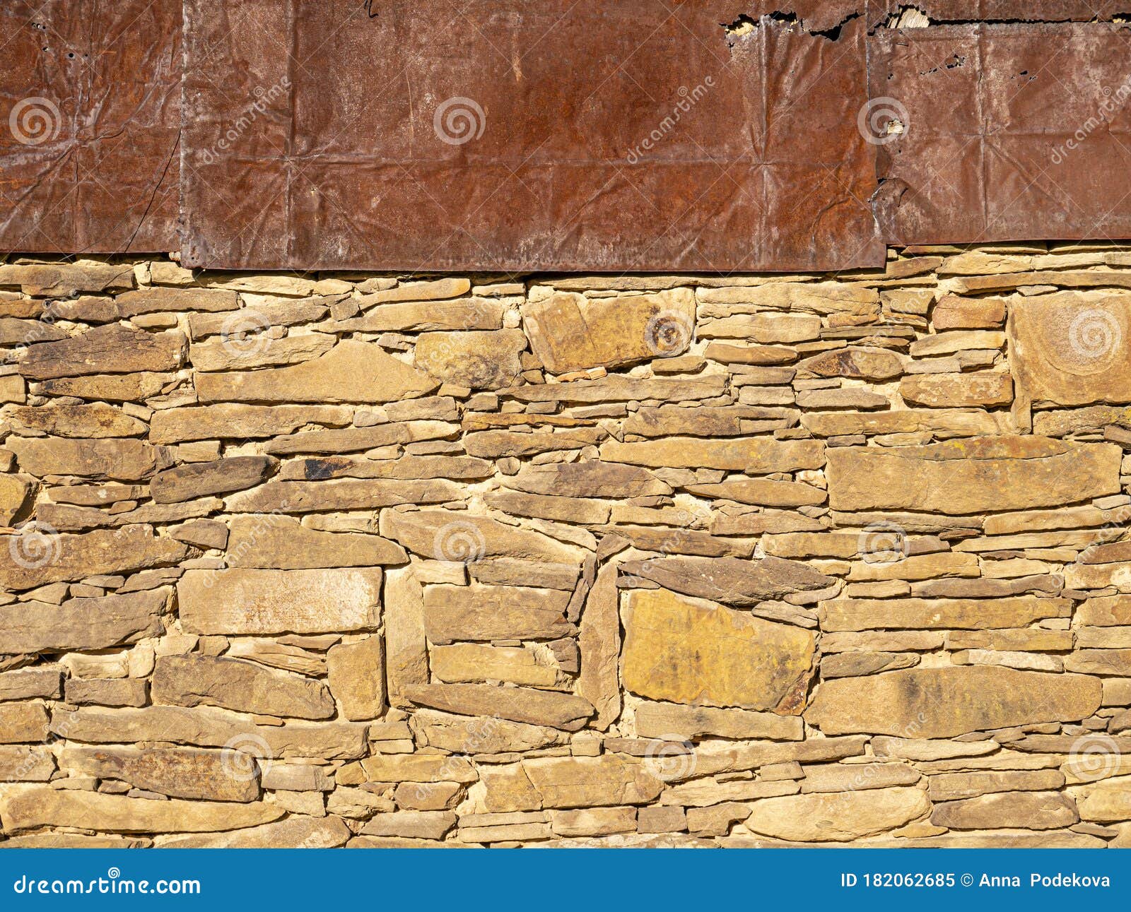 Old Stone and Tin Sheet Wall Texture. Stock Image - Image of nature ...