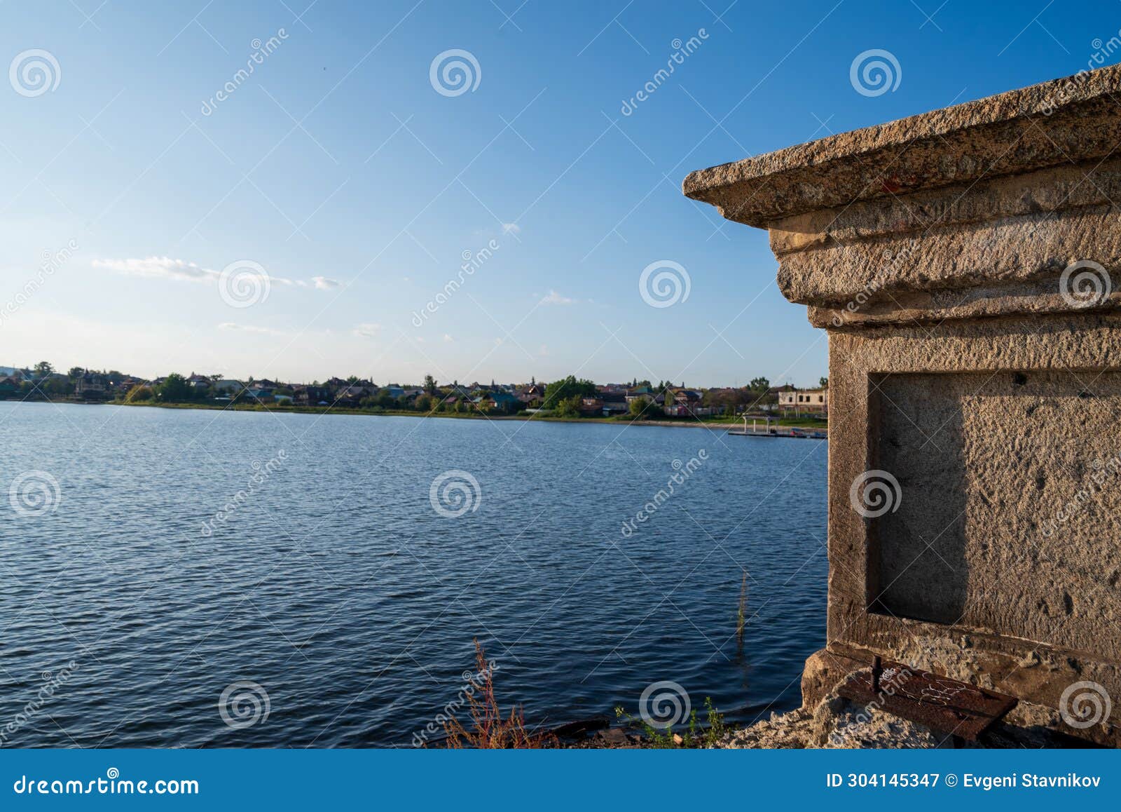 An Old Stone Tower on the Background of the Harbor Stock Image - Image ...