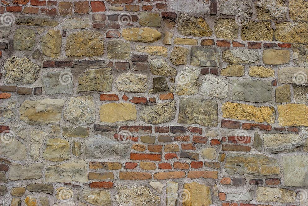 Old Stone Wall with Bricks 2 Stock Photo - Image of rockwall, patterns ...