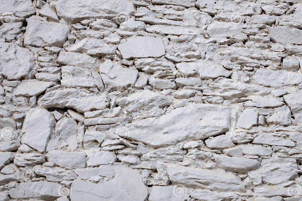 Old Stone Wall Consisting of White Stacked Stones, Background, Pattern ...