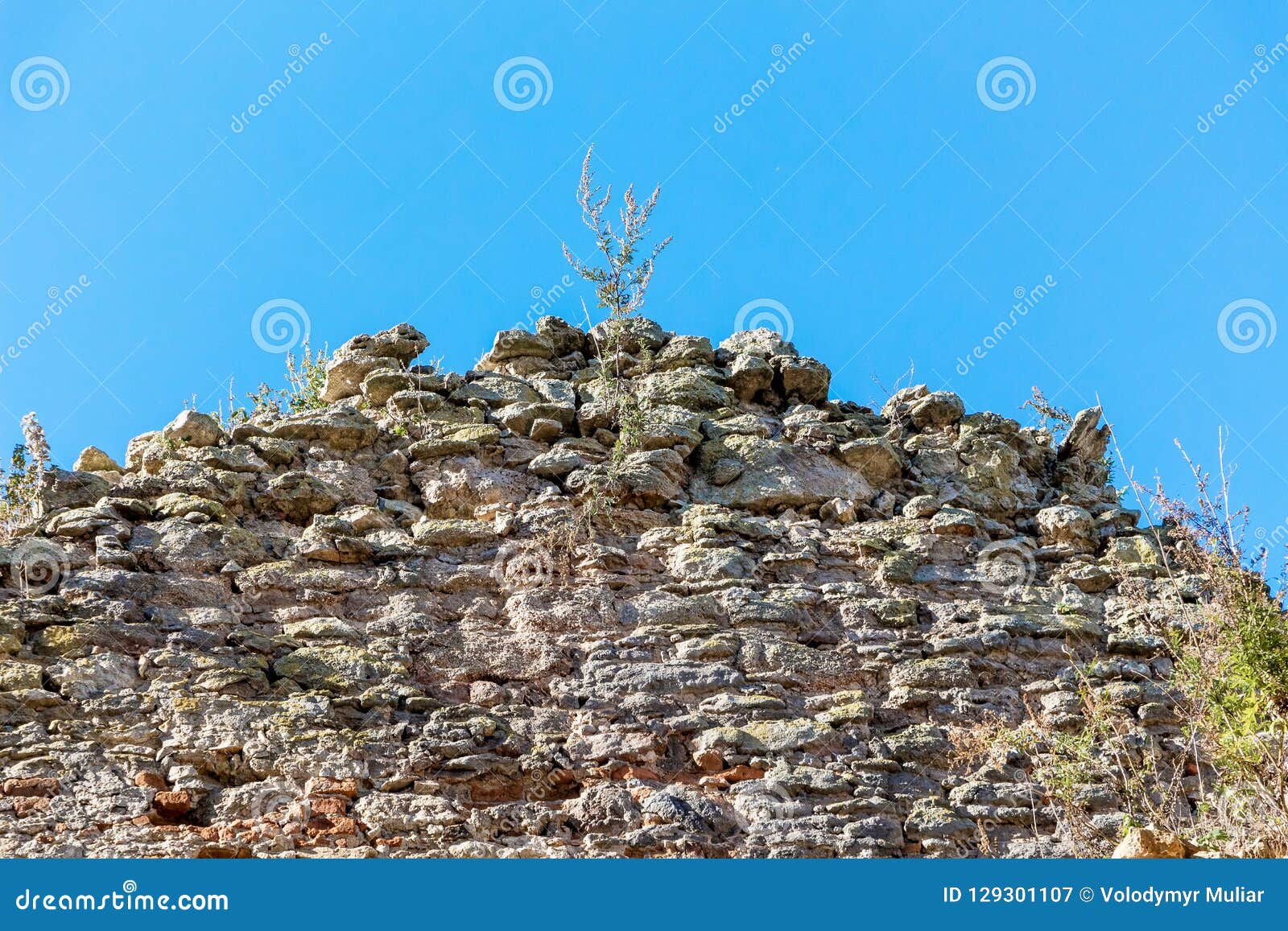 An Old Stone Wall of a Destroyed Medieval House_ Stock Image - Image of ...