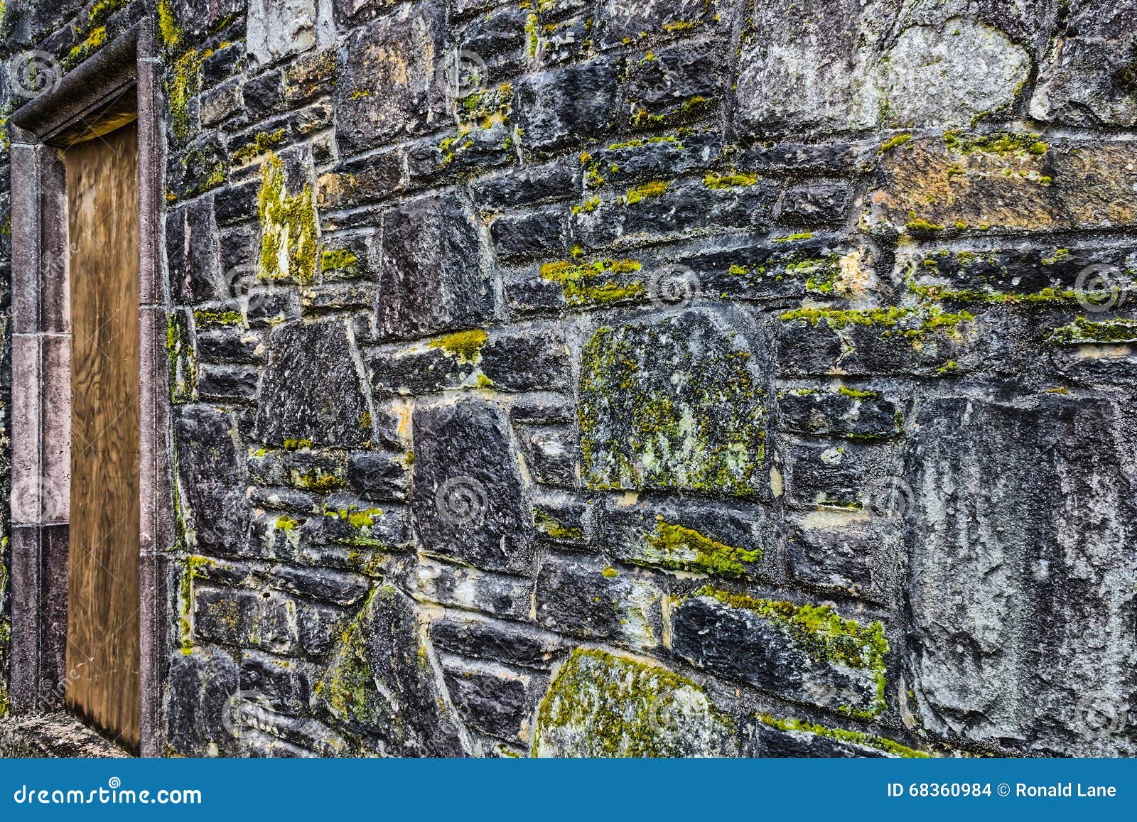 Old Stone Wall with Door on Side Stock Photo - Image of architecture ...