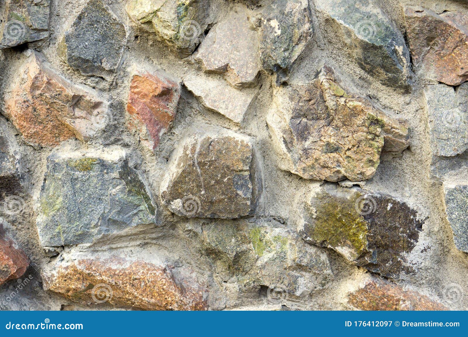 Cement Stone Broken Stone Wall Stock Image - Image of cement, fence ...