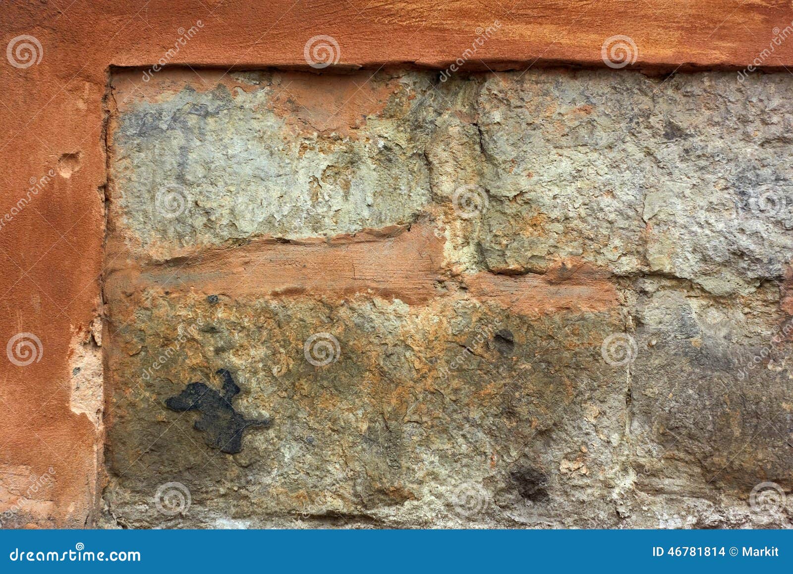 Old Stone Wall with Plaster Shelled Stock Photo - Image of detail ...