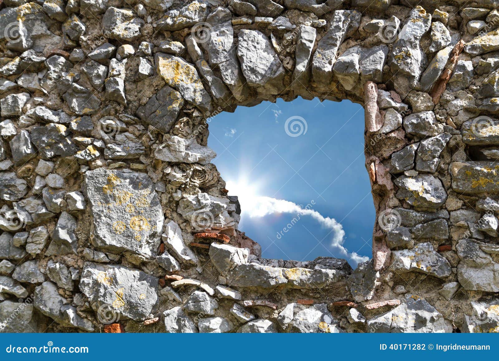 Old stone Wall with Window stock photo. Image of background - 40171282