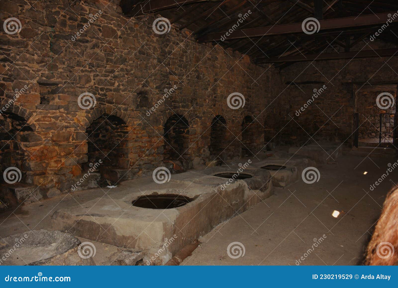 Old Stone Walled Laundry in a Ancient Greek Island Stock Image - Image ...