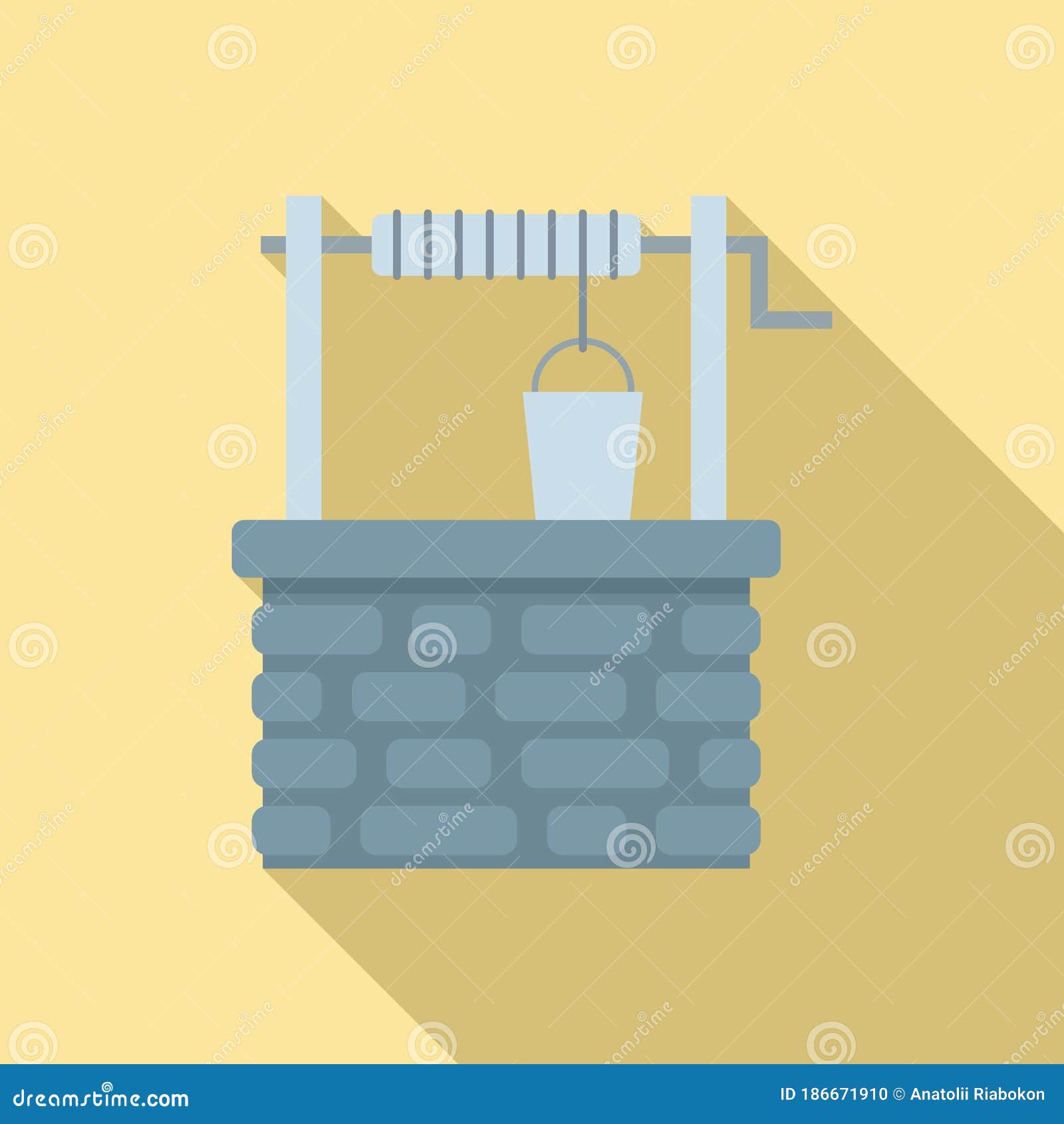 Old Stone Water Well Icon, Flat Style Stock Vector - Illustration of ...