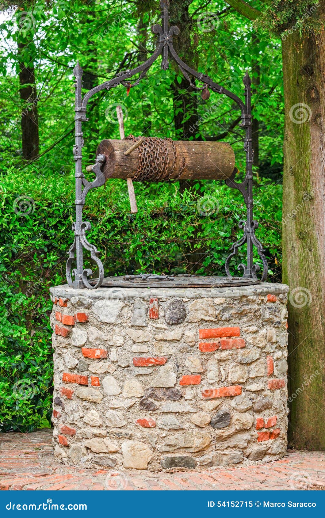 Old stone water well stock image. Image of pulley, iron - 54152715