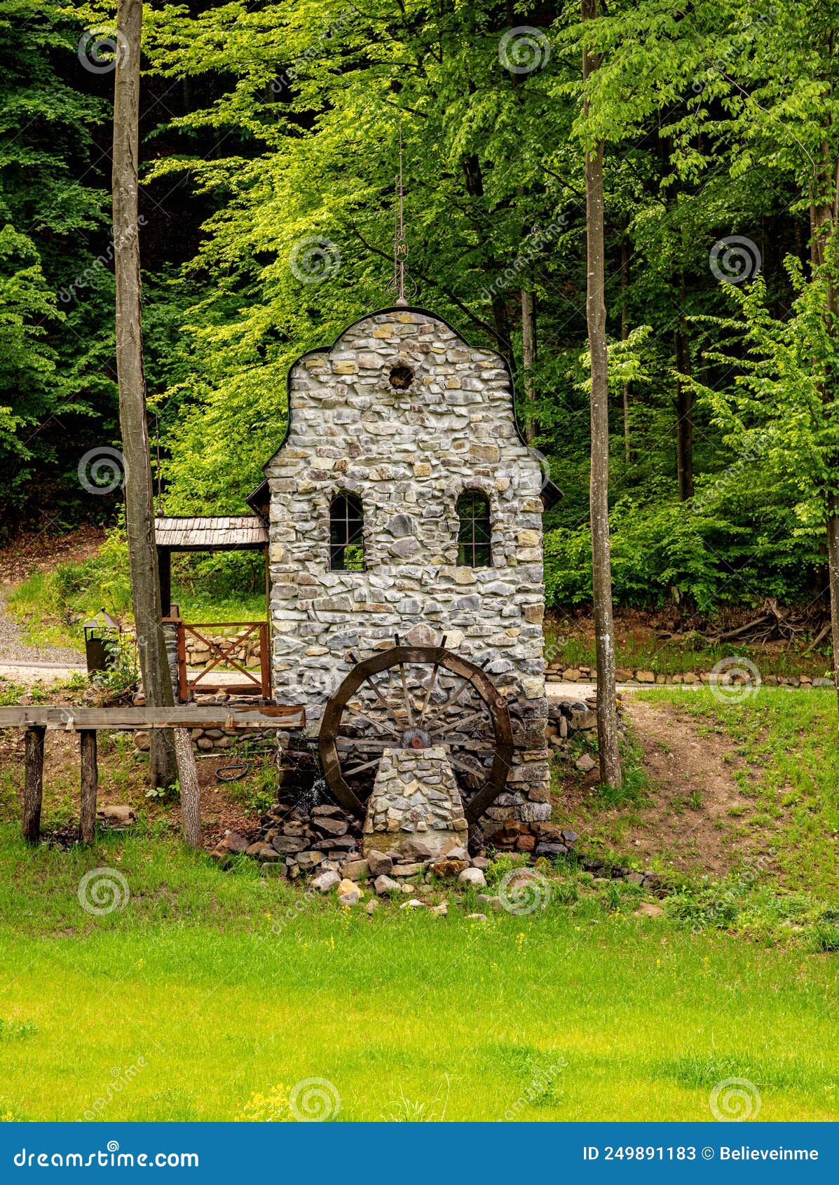 Ancient stone watermill. stock image. Image of construction - 249891183