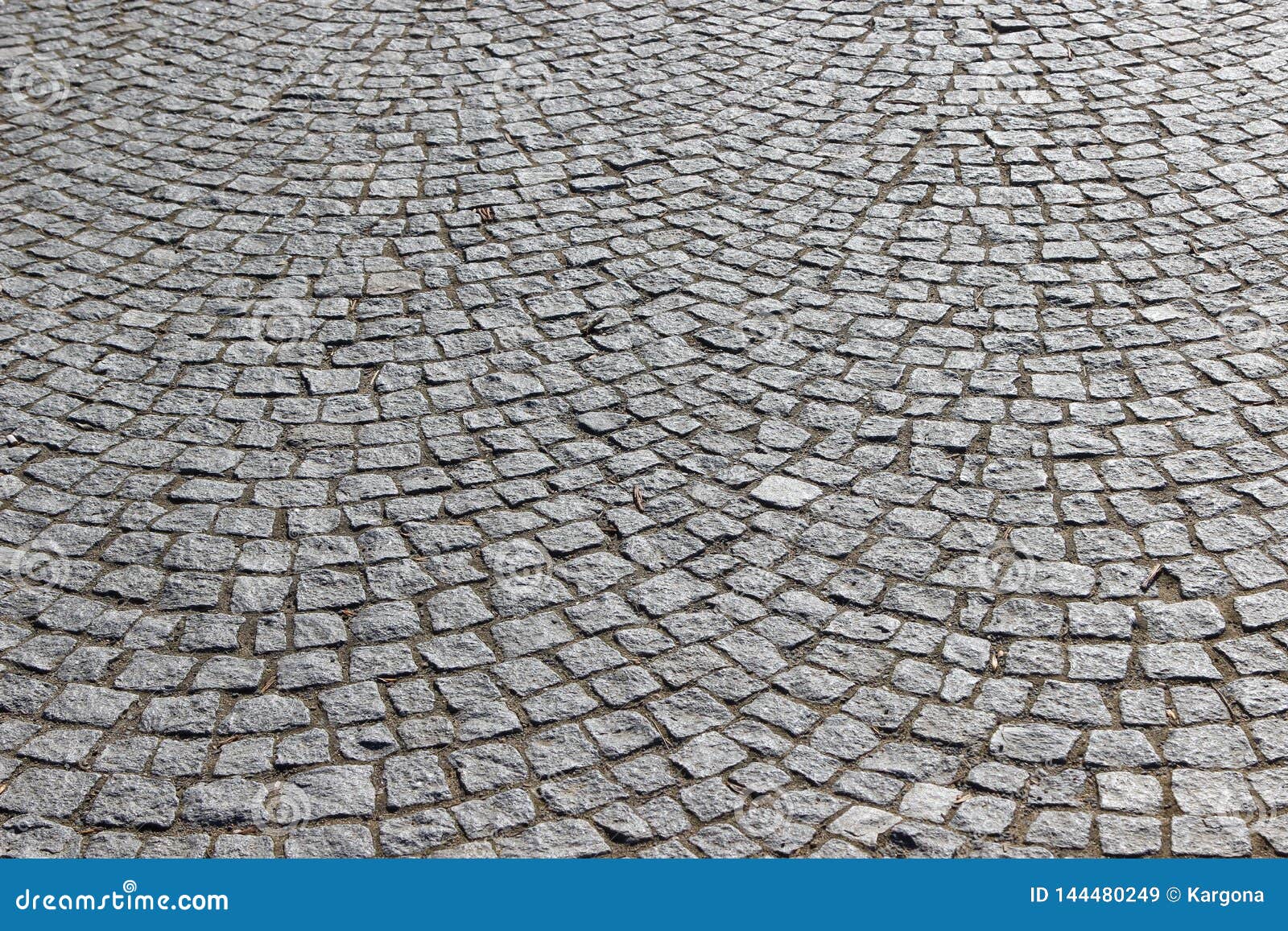 Old Stoneblock Pavement Cobbled With Square Granite Blocks With Grass ...