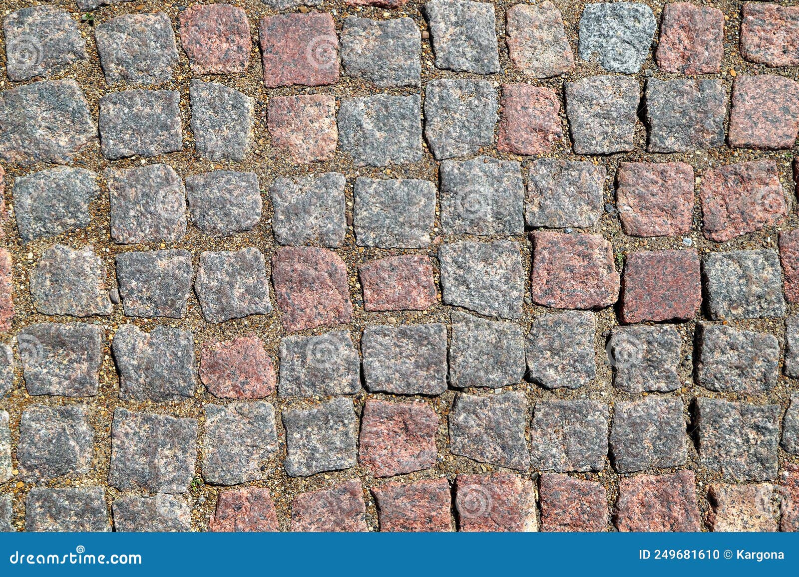 Old Stoneblock Pavement Cobbled With Square Granite Blocks With Grass ...