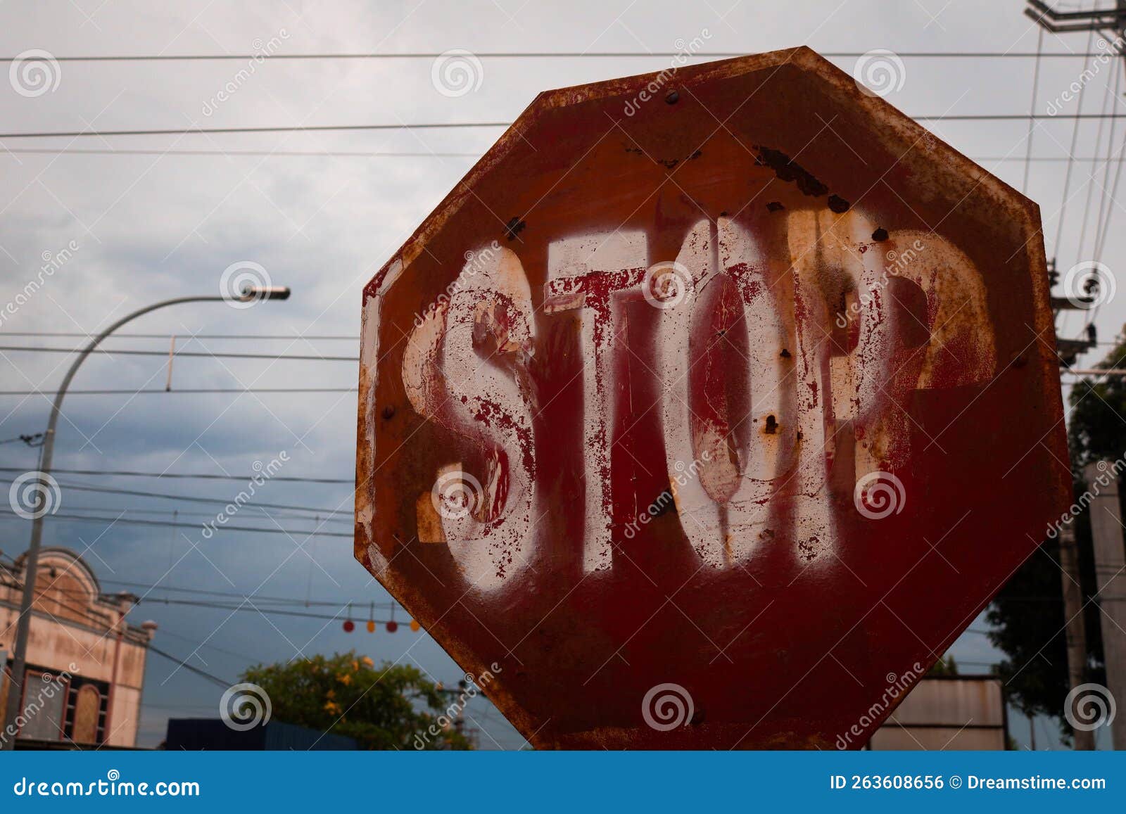 Old Stop Sign at City stock photo. Image of city, stop - 263608656