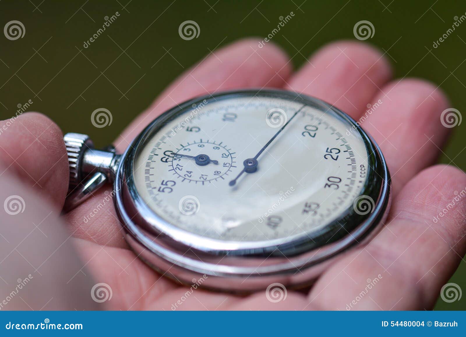 Old stopwatch in hand stock photo. Image of accuracy - 54480004