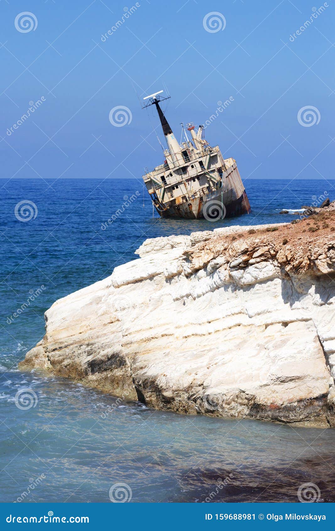 Old Stranded Ship. Paphos. Cyprus Stock Image - Image of ship, summer ...