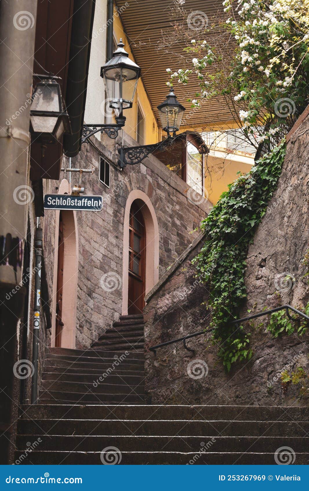 Old street of Baden Baden stock image. Image of street - 253267969