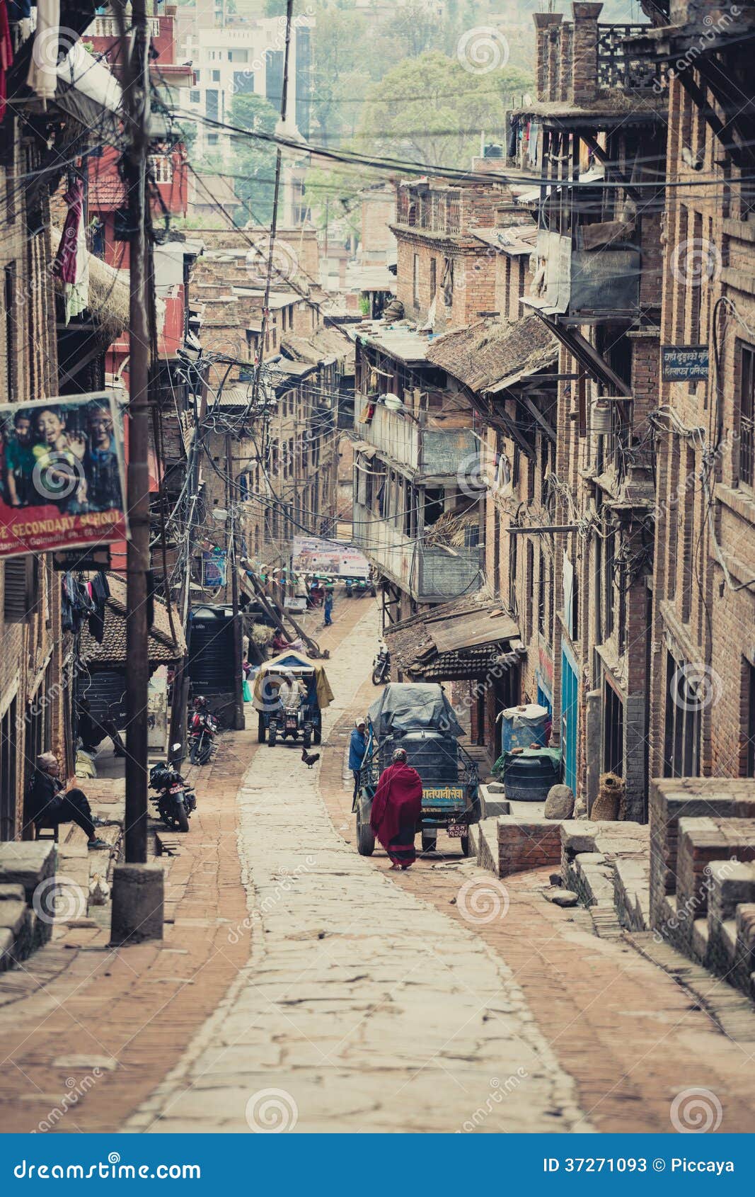Old Street of Bhaktapur in Nepal Editorial Stock Photo - Image of ...